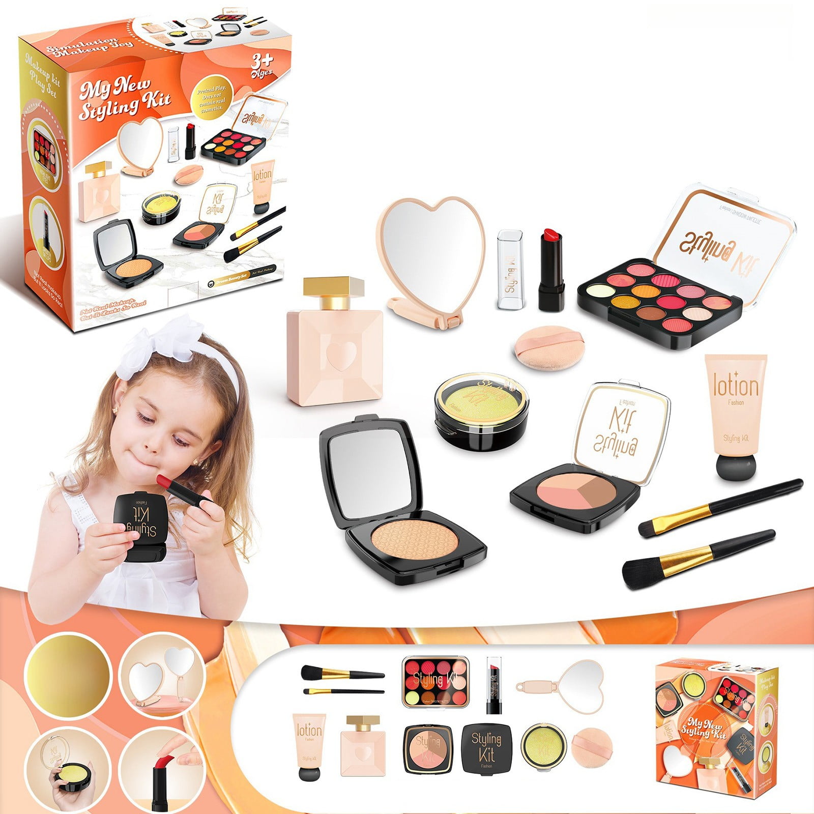 PATLOLLAV All in One Makeup Kit Toy for Girls,Play Home Toy Kit, Makeup ...