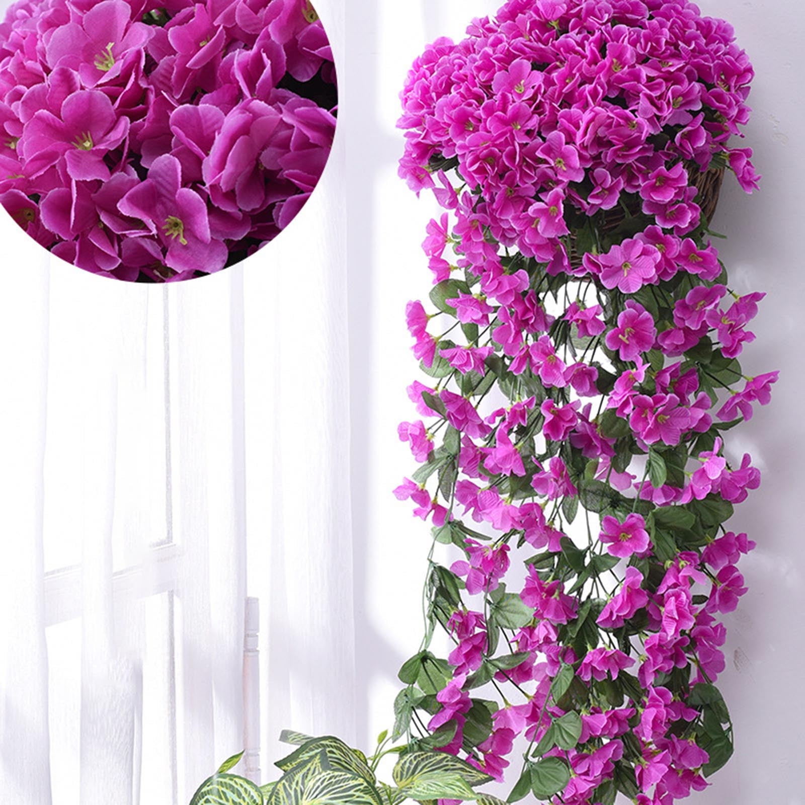 PATLOLLAV Artificial Hanging Flowers Violet, UV Resistant Fake Plastic ...