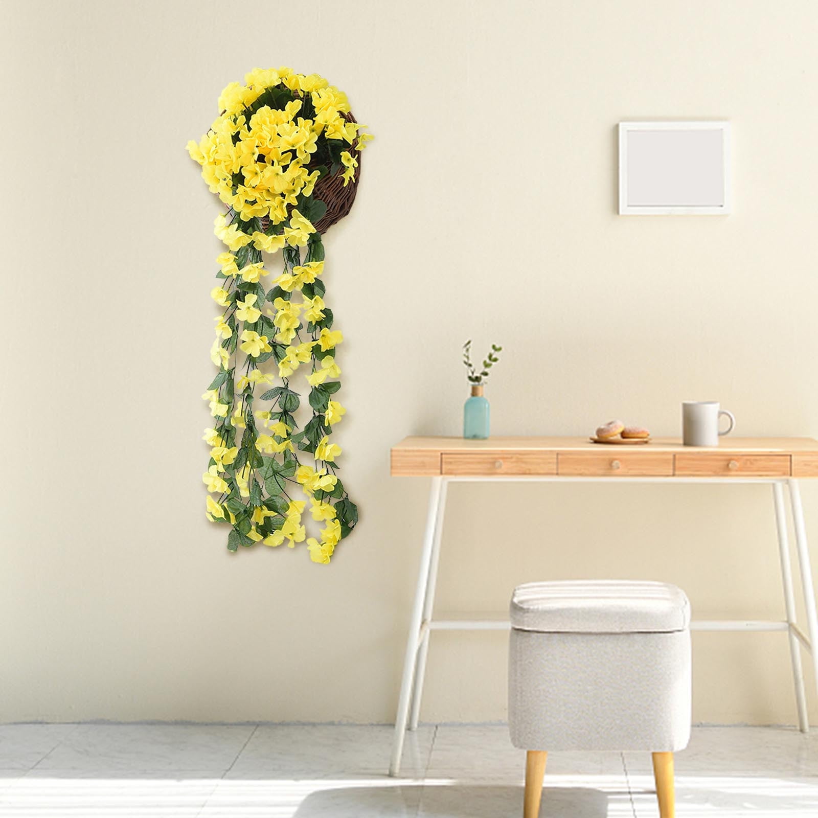 PATLOLLAV Artificial Hanging Flowers Violet, UV Resistant Fake Plastic ...