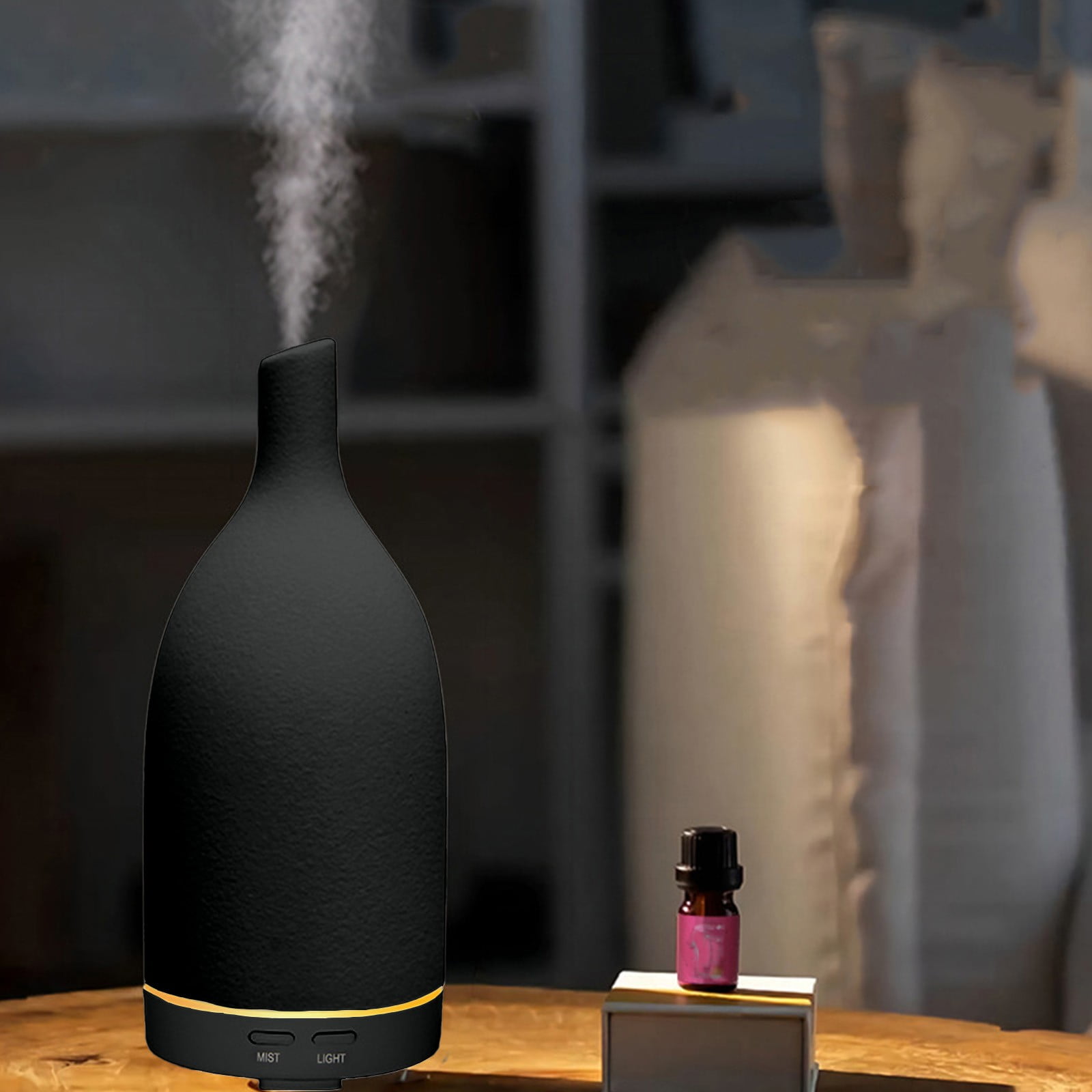 PATLOLLAV Black Essential Oil Diffuser,Cylindrical Long Nozzle Ceramic ...