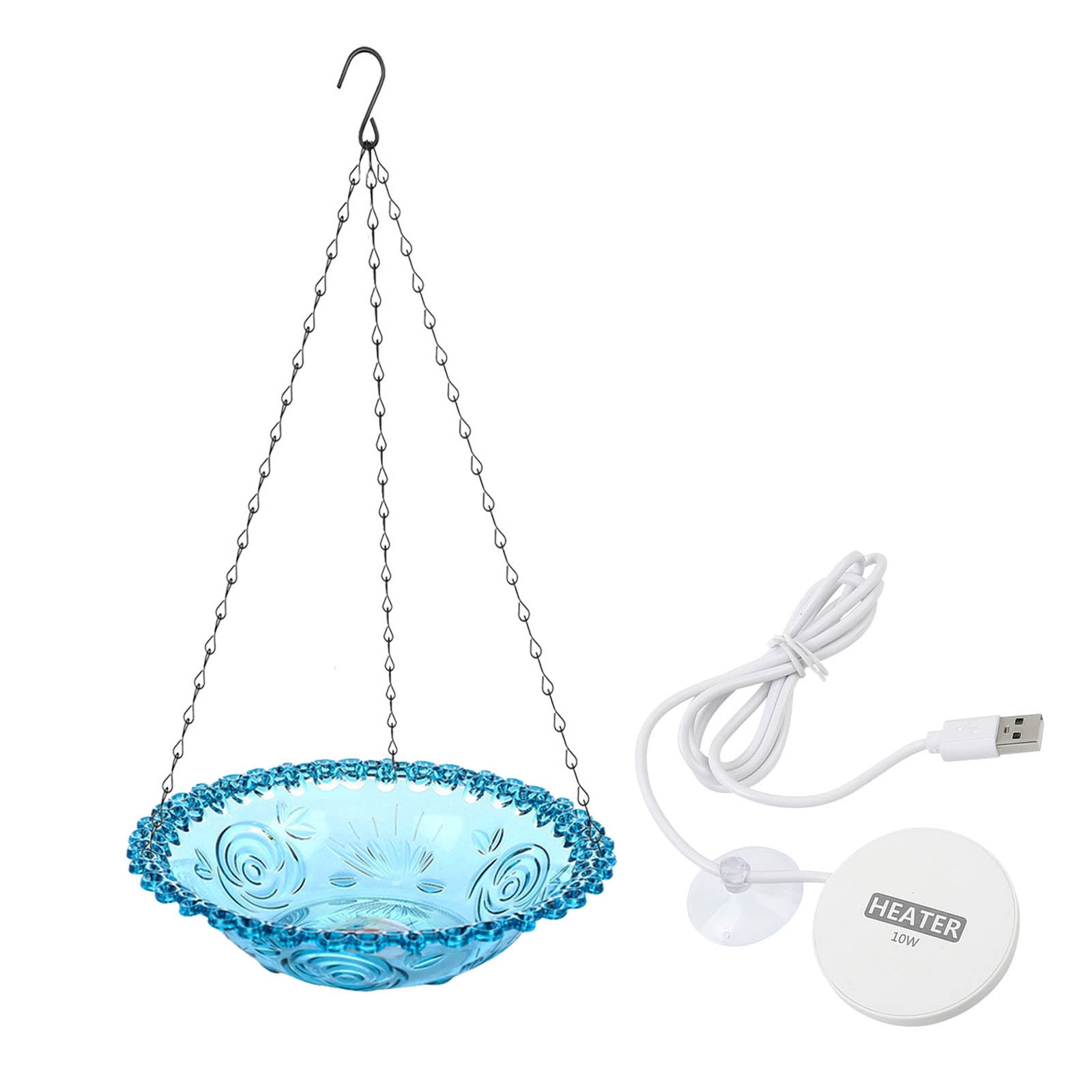 PATLOLLAV Blue Winter Hanging Heated Bird Bath for Outdoors,Heating ...
