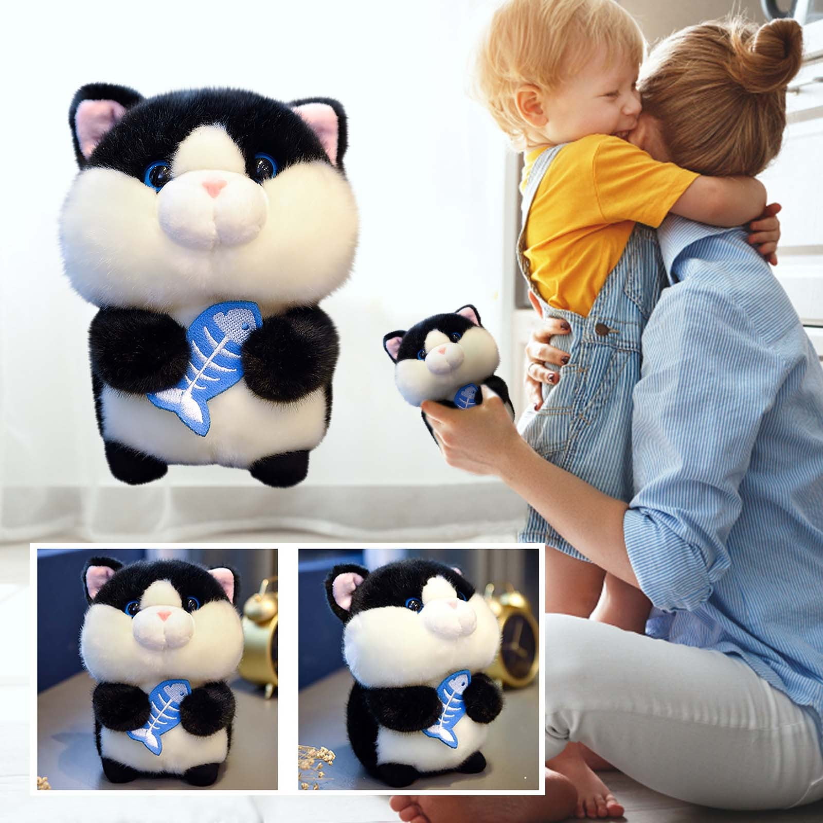 PATLOLLAV Christmas Plush Cat Hug A Fish Doll for Kids,Cute Stuffed ...