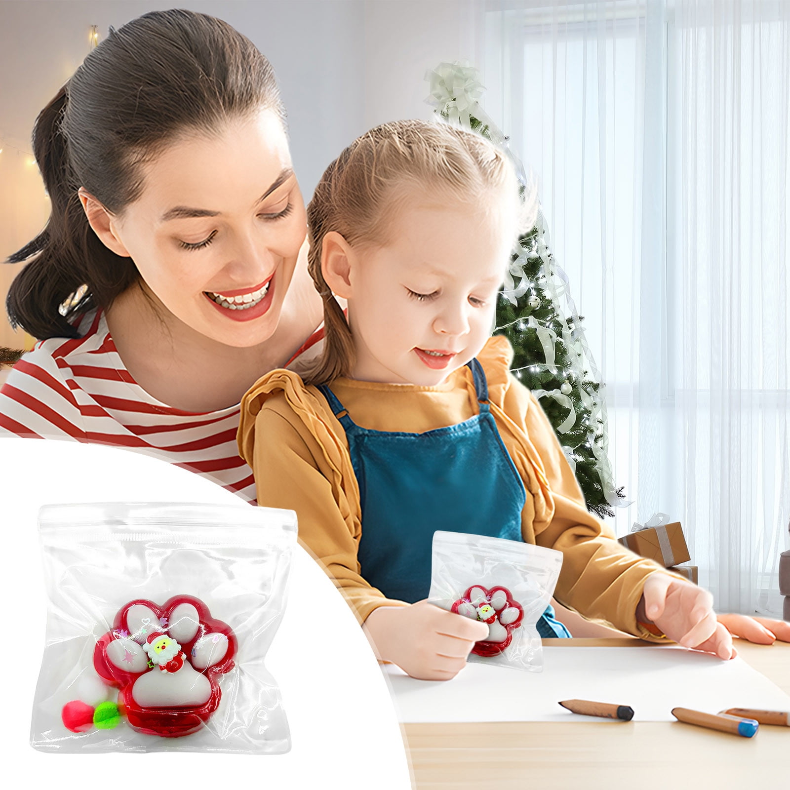PATLOLLAV Christmas Squishy Cat Paw Squeeze Toys,Red White Cute Kawaii ...