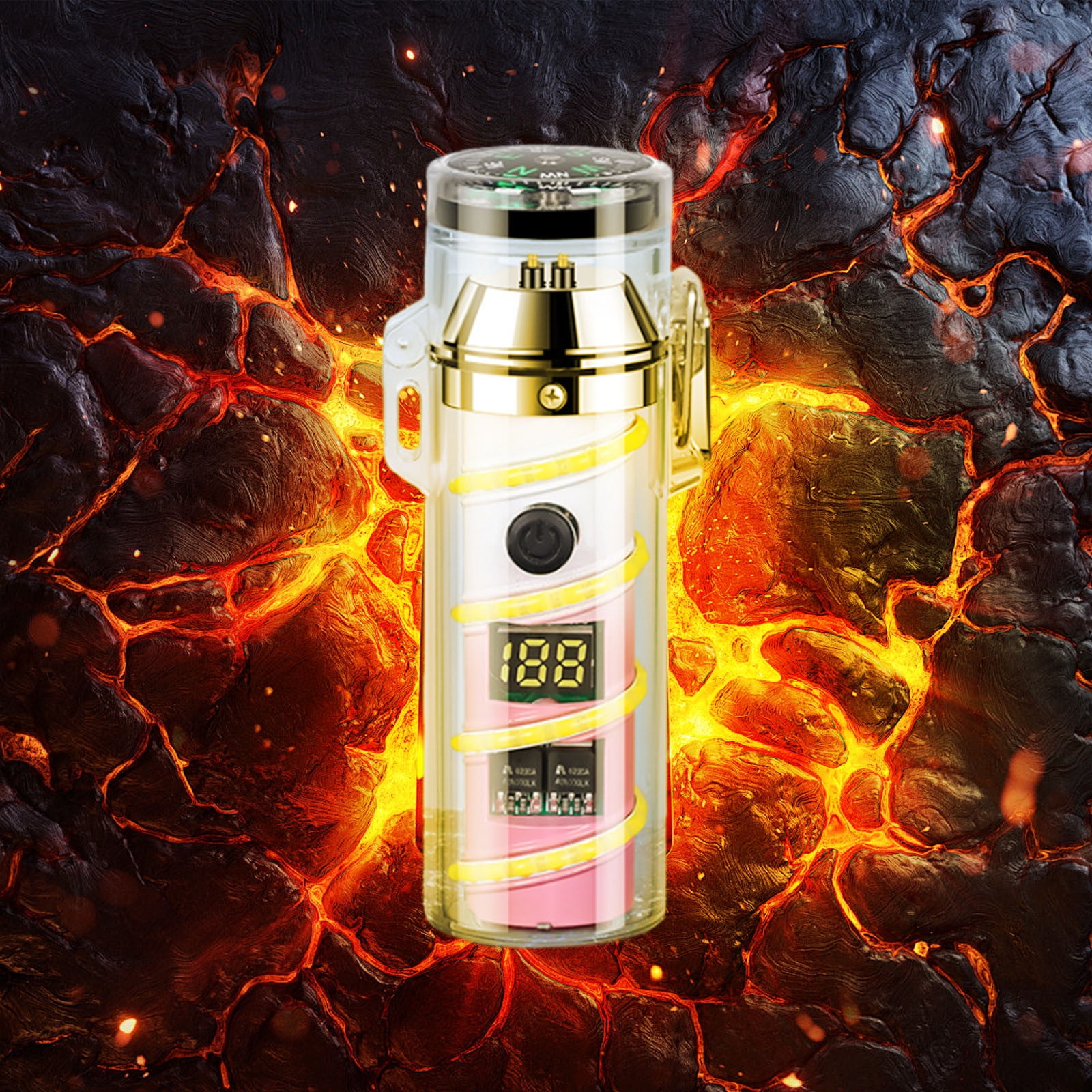 PATLOLLAV Clear Cover Electric Rechargeable Lighter with Digital ...