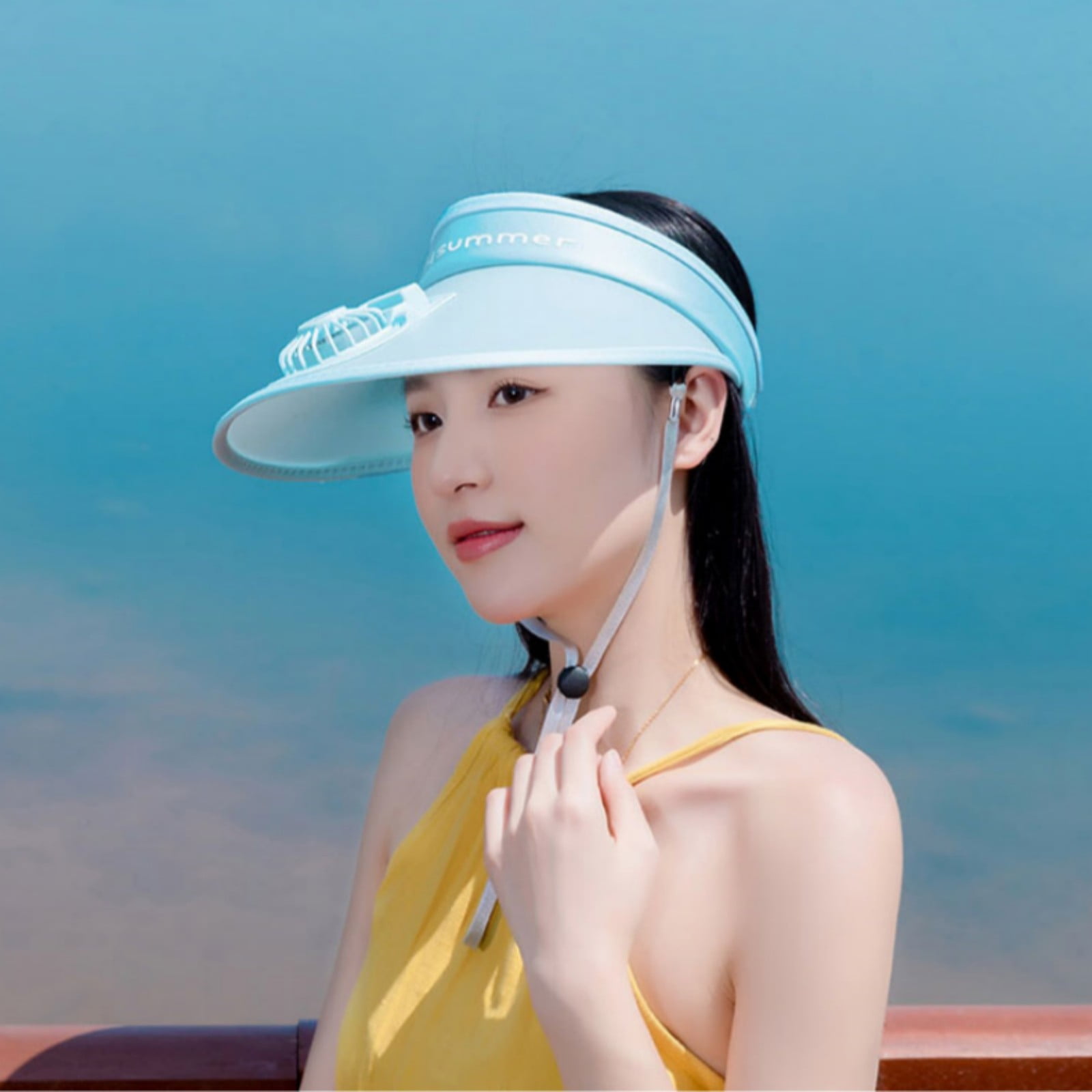 PATLOLLAV Collapsible Sun Hat with Fan,Usb Summer Sunhat,UV Protective Hiking Fishing Hats,Wide ...