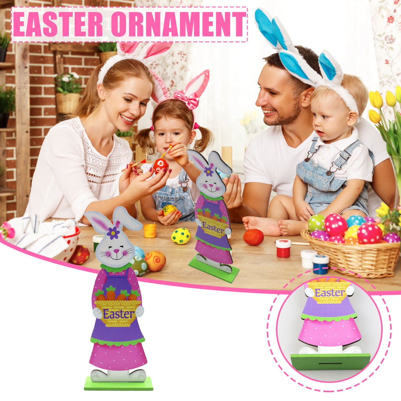 PATLOLLAV Colorful Letter Ornaments Easter Wooden Table Sign Easter Figurines Decor Bunny Rabbit ...