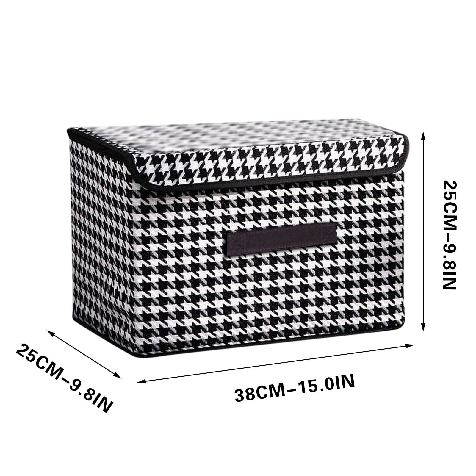 PATLOLLAV Cubes Storage Box with Lid,Houndstooth ParttenLinen Fabric ...