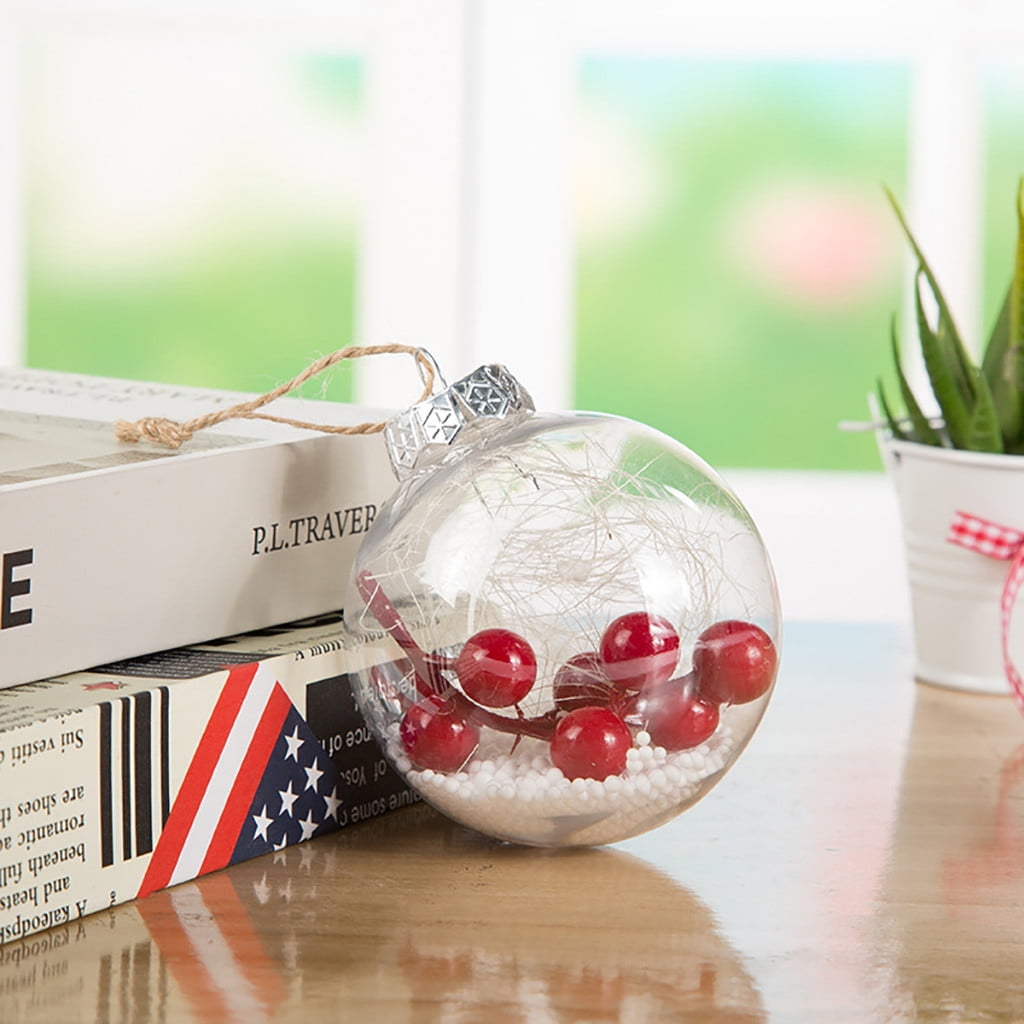 PATLOLLAV DIY Clear Fillable Christmas Ornaments, 3.5Inch Transparent ...