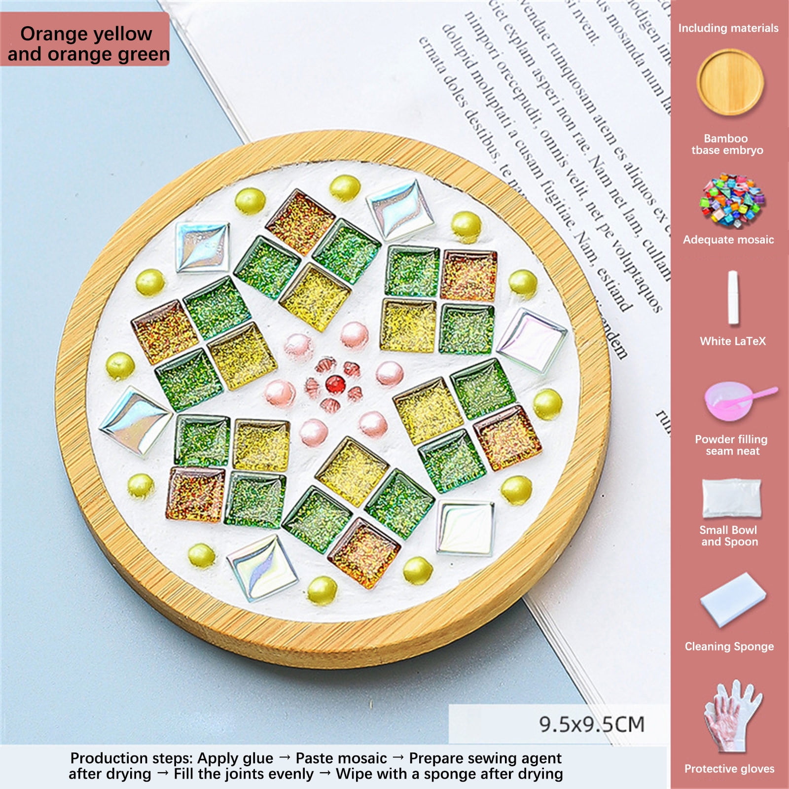 PATLOLLAV DIY Coaster with Glass Mosaic Tiles, Mixed Color Mosaic Kit ...