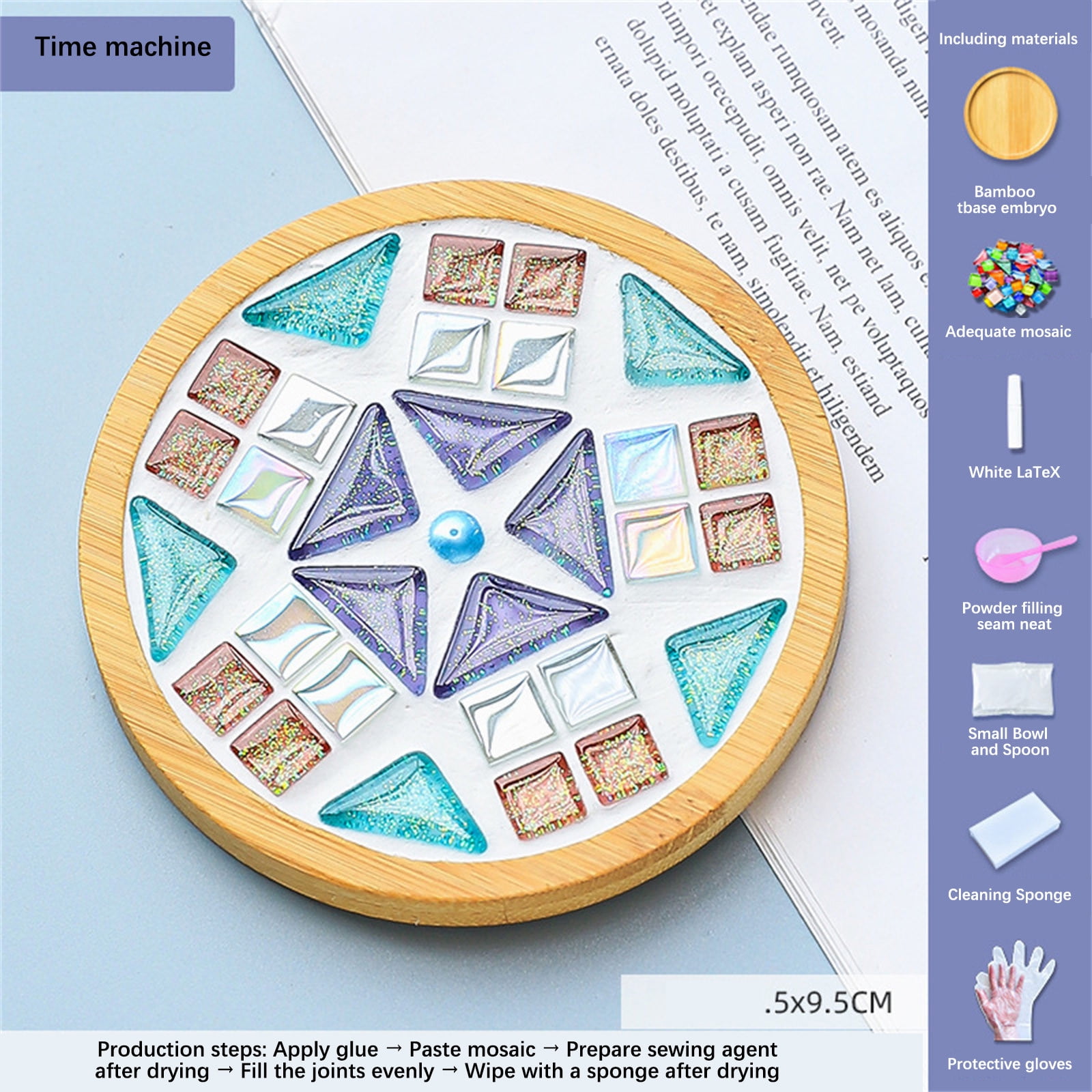 PATLOLLAV DIY Coaster with Glass Mosaic Tiles, Mixed Color Mosaic Kit ...