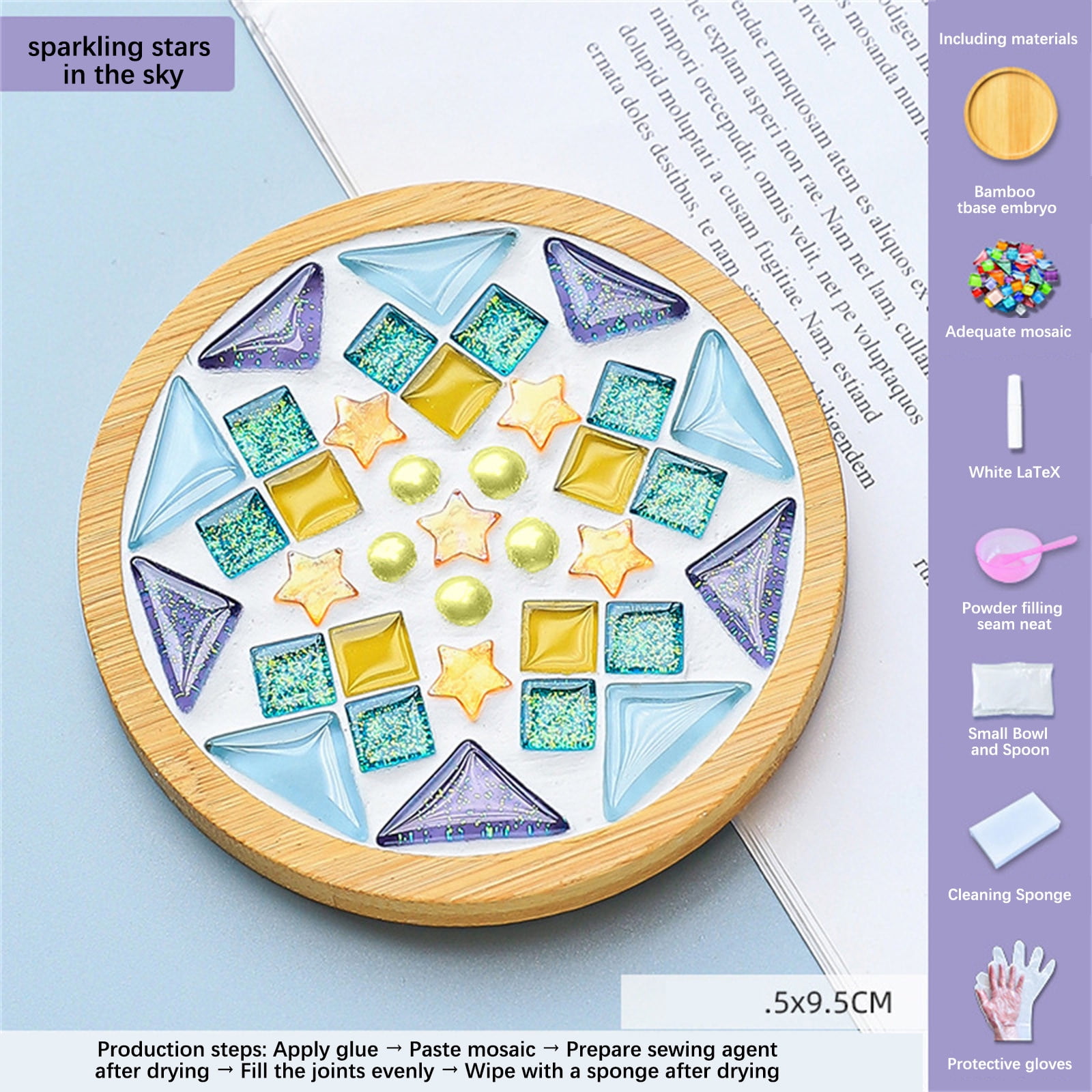 PATLOLLAV DIY Coaster with Glass Mosaic Tiles, Mixed Color Mosaic Kit ...