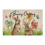 SDJMa Easter Bunny Eggs Farmhouse Kitchen Rugs Spring Rabbits Flowers ...