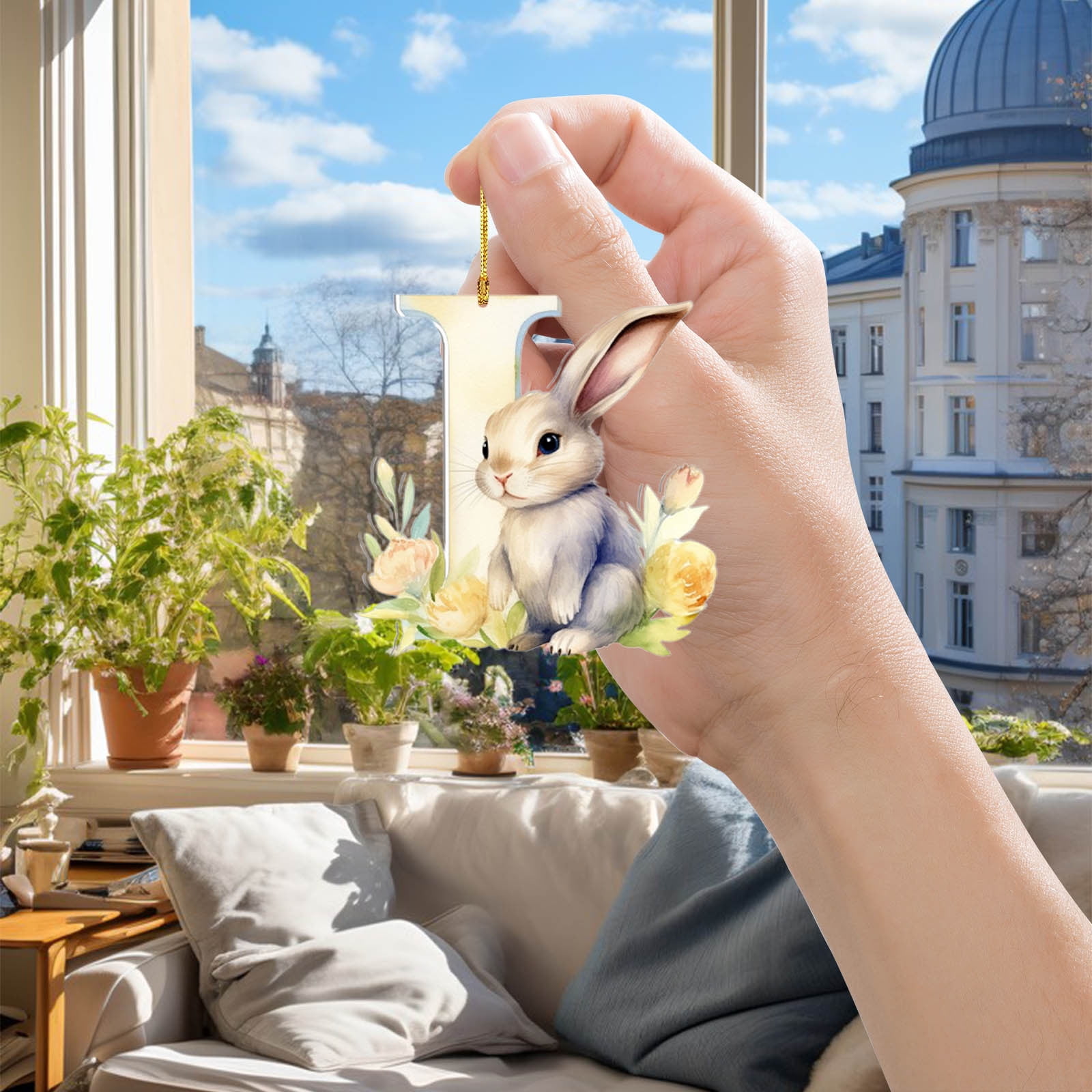 PATLOLLAV Easter Hanging Ornaments 26 Letter Bunny Pendants Cartoon ...