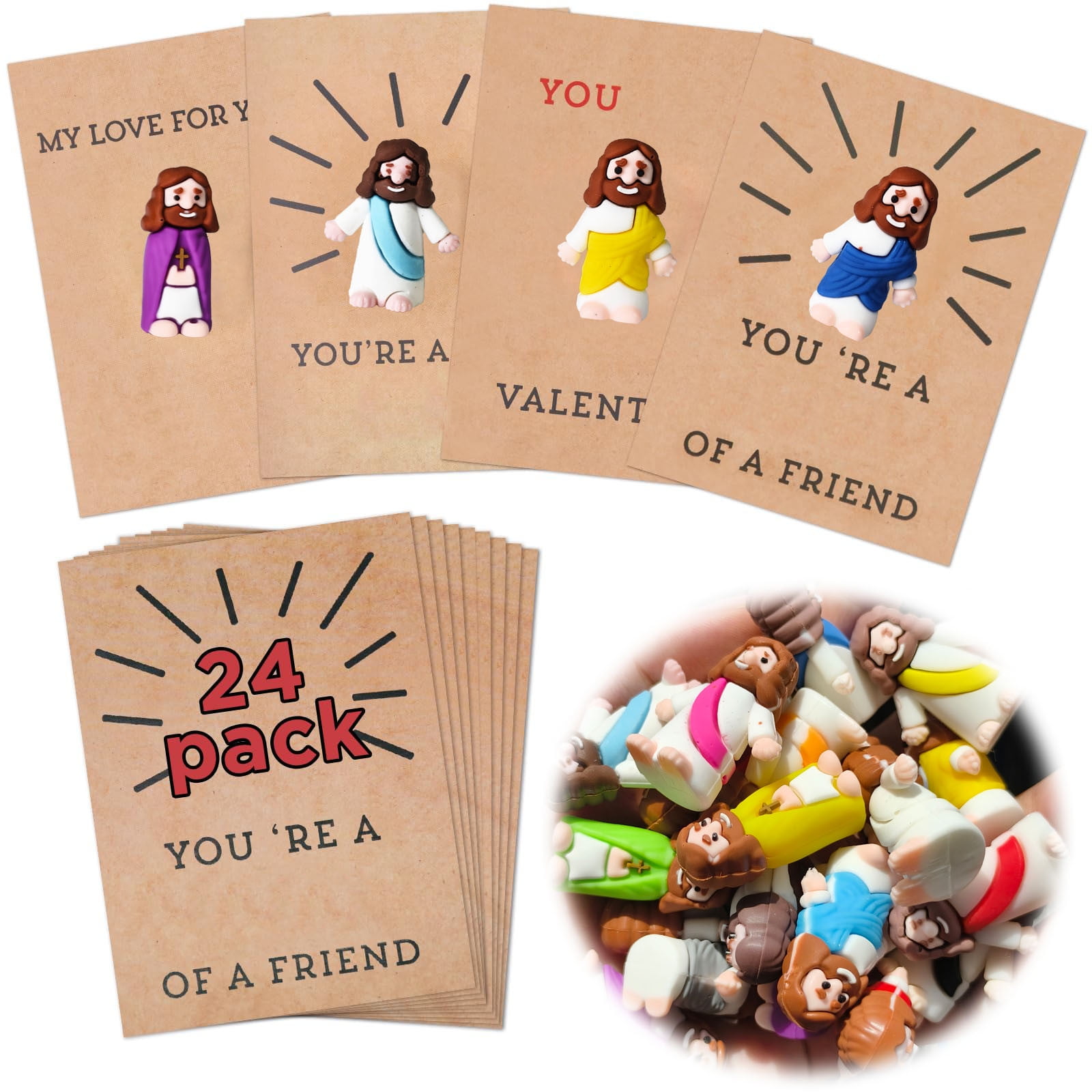 PATLOLLAV Easter Jesus Doll,Mini Jesus Figures with Cards,Set of 24pcs ...