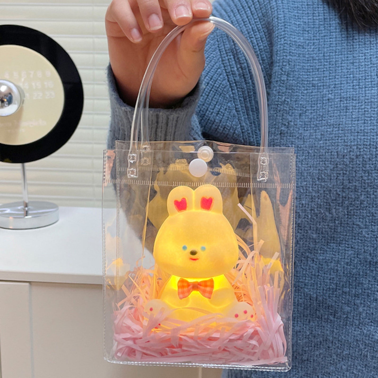 PATLOLLAV Easter Night Light for Kids, Cute Squishy Bunny Silicone Lamp ...