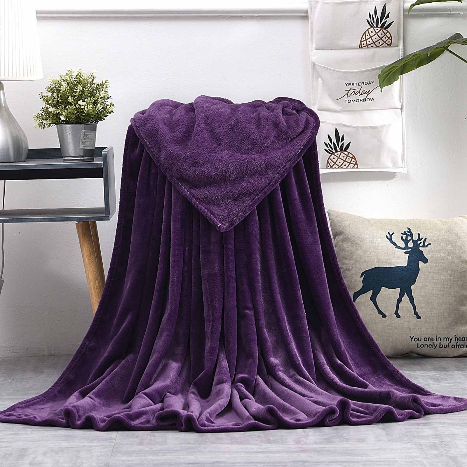 PATLOLLAV Fleece Blanket Dark Purple Throw Blankets for Couch and Bed ...