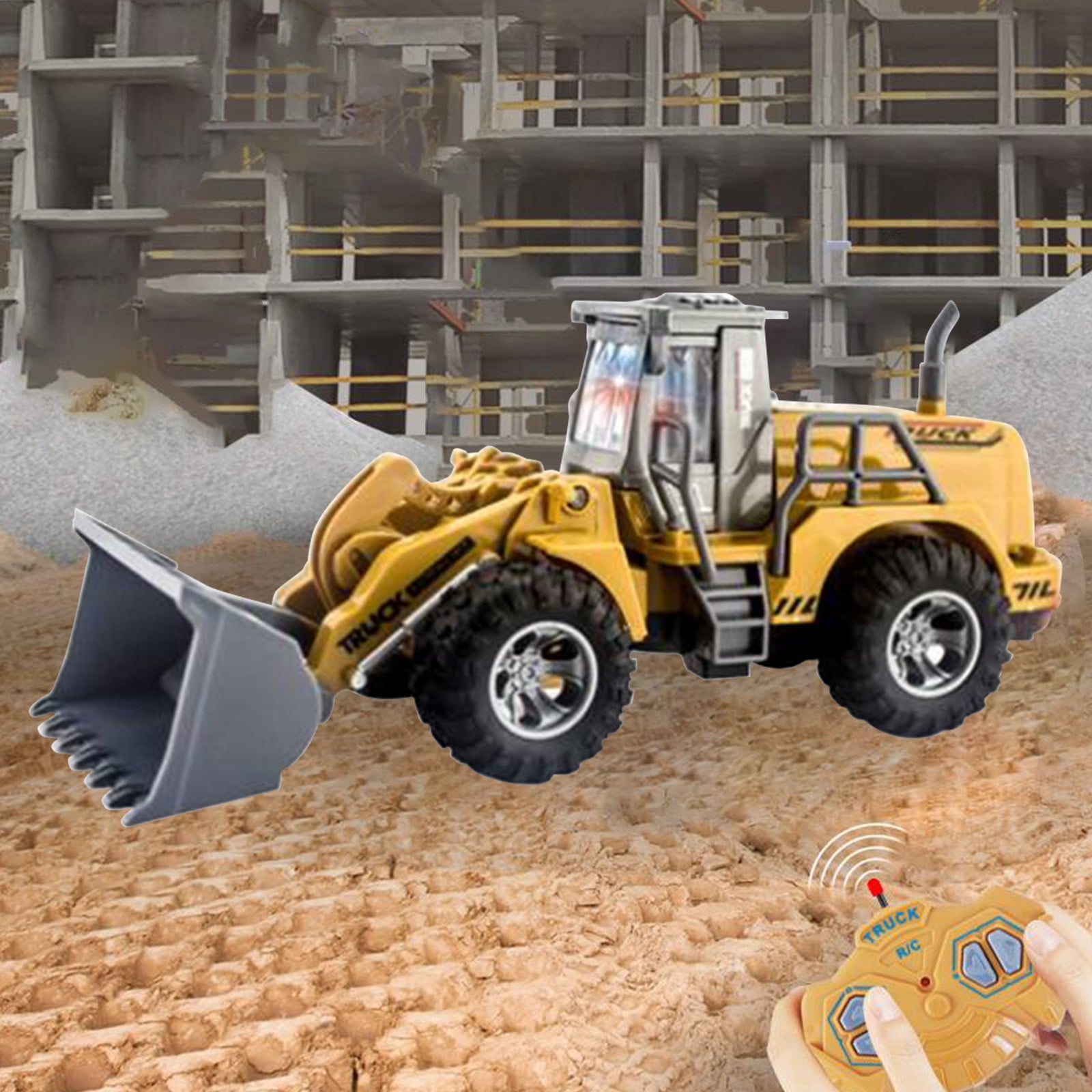 PATLOLLAV Four-way Remote Control Dozer Toy for Boys 5-7,RC Excavator 2 ...