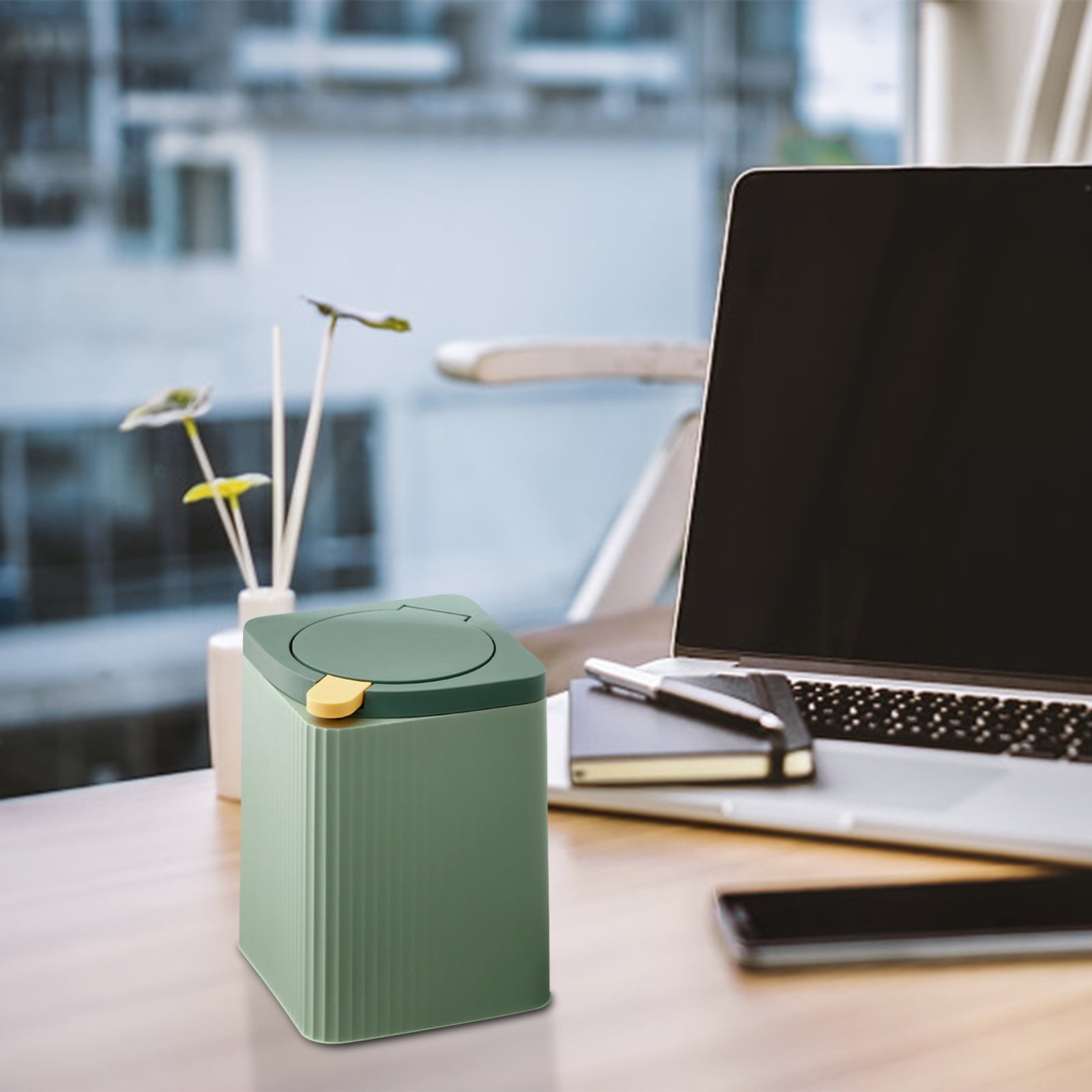 PATLOLLAV Green Desktop Trash Can, Trash Can with Press Lid to Open ...
