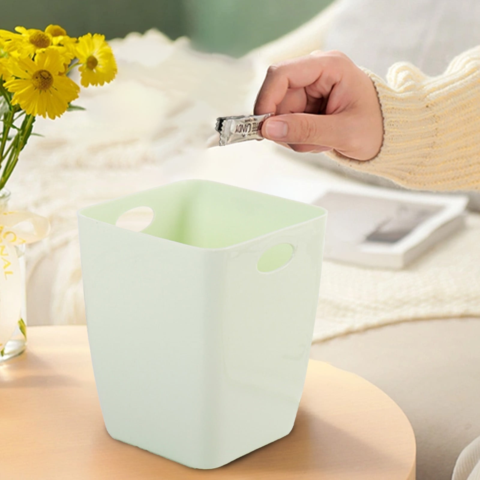 PATLOLLAV Green Trash Can for Desktop,Plastic Garbage Container Bin ...