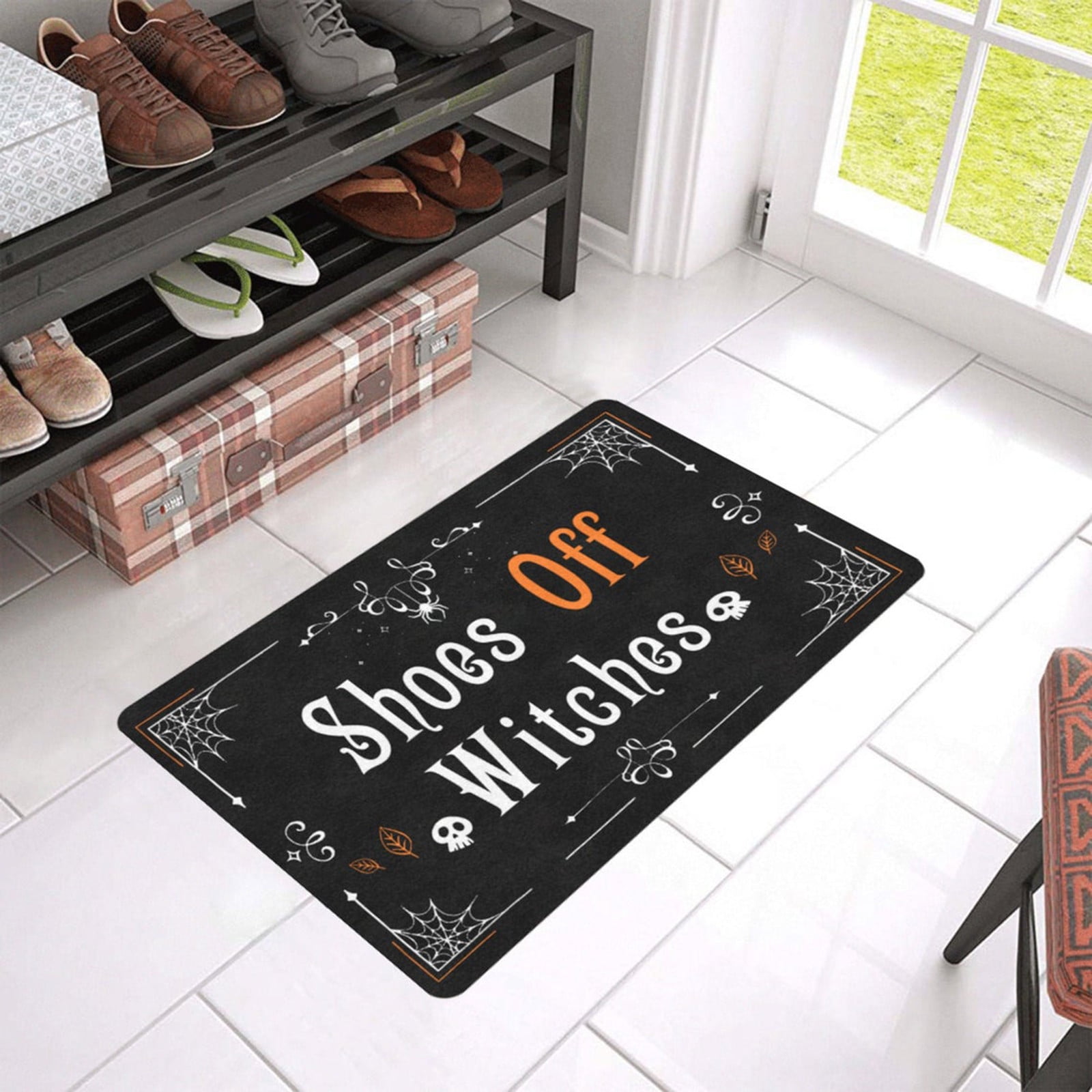 PATLOLLAV Halloween Door Mat for Front Door,Outdoor Rug Bat Broom ...