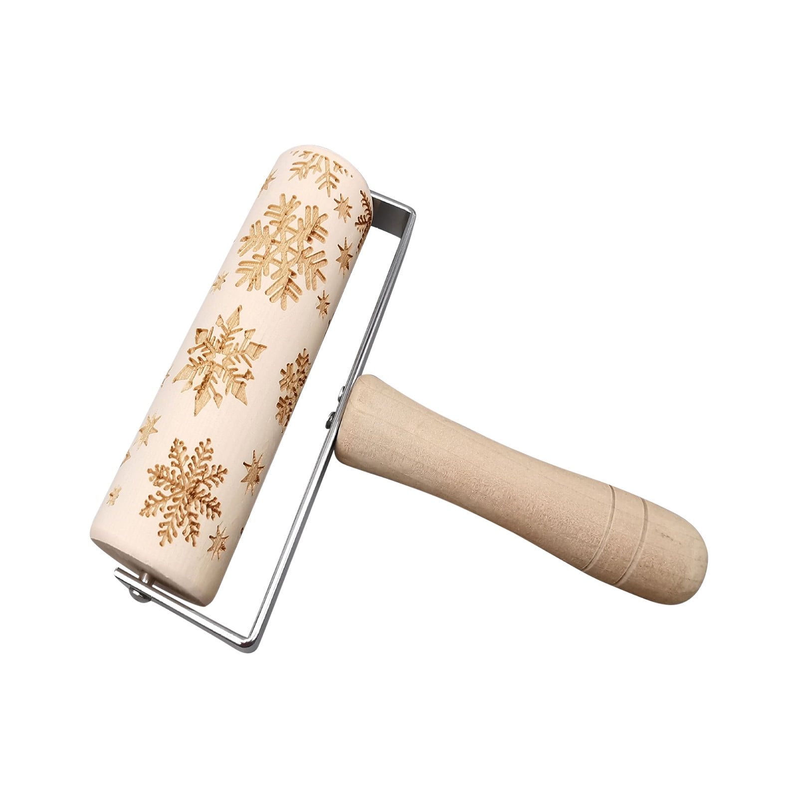 PATLOLLAV Hand-held Embossed Rolling Pins Christmas Wooden Hand Grip ...