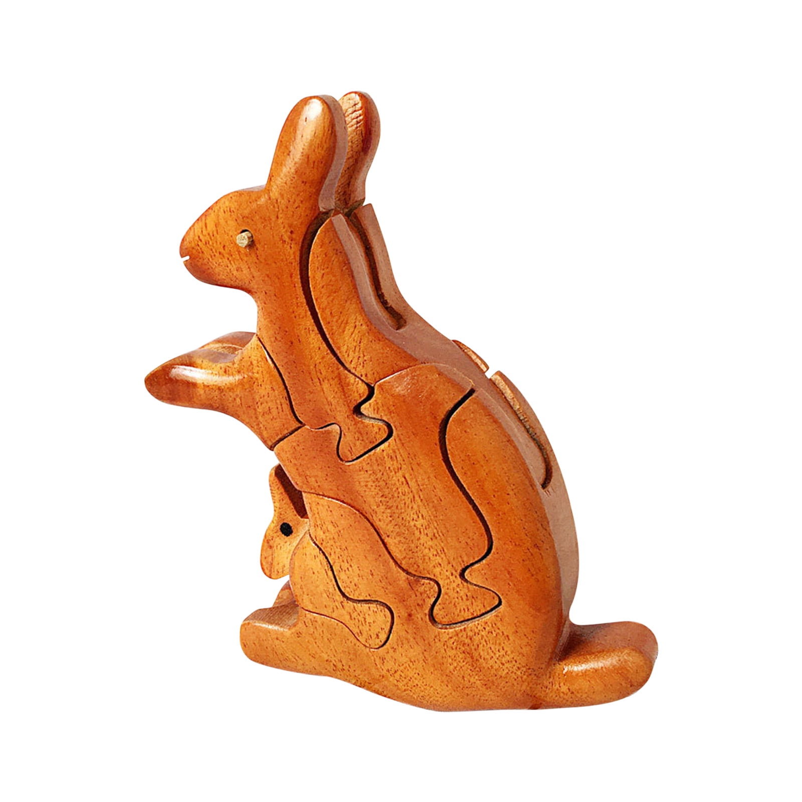 PATLOLLAV Kangaroo Wooden Toy Model,Children Puzzle Unlock Mortise and ...