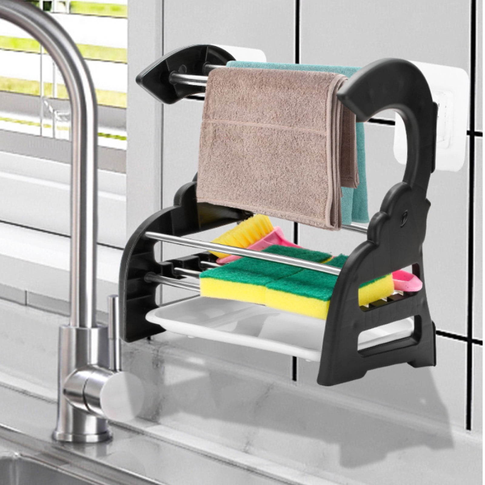 PATLOLLAV Kitchen Shelf Rag Drainer Wall Mounted Countertop Hole Frees ...