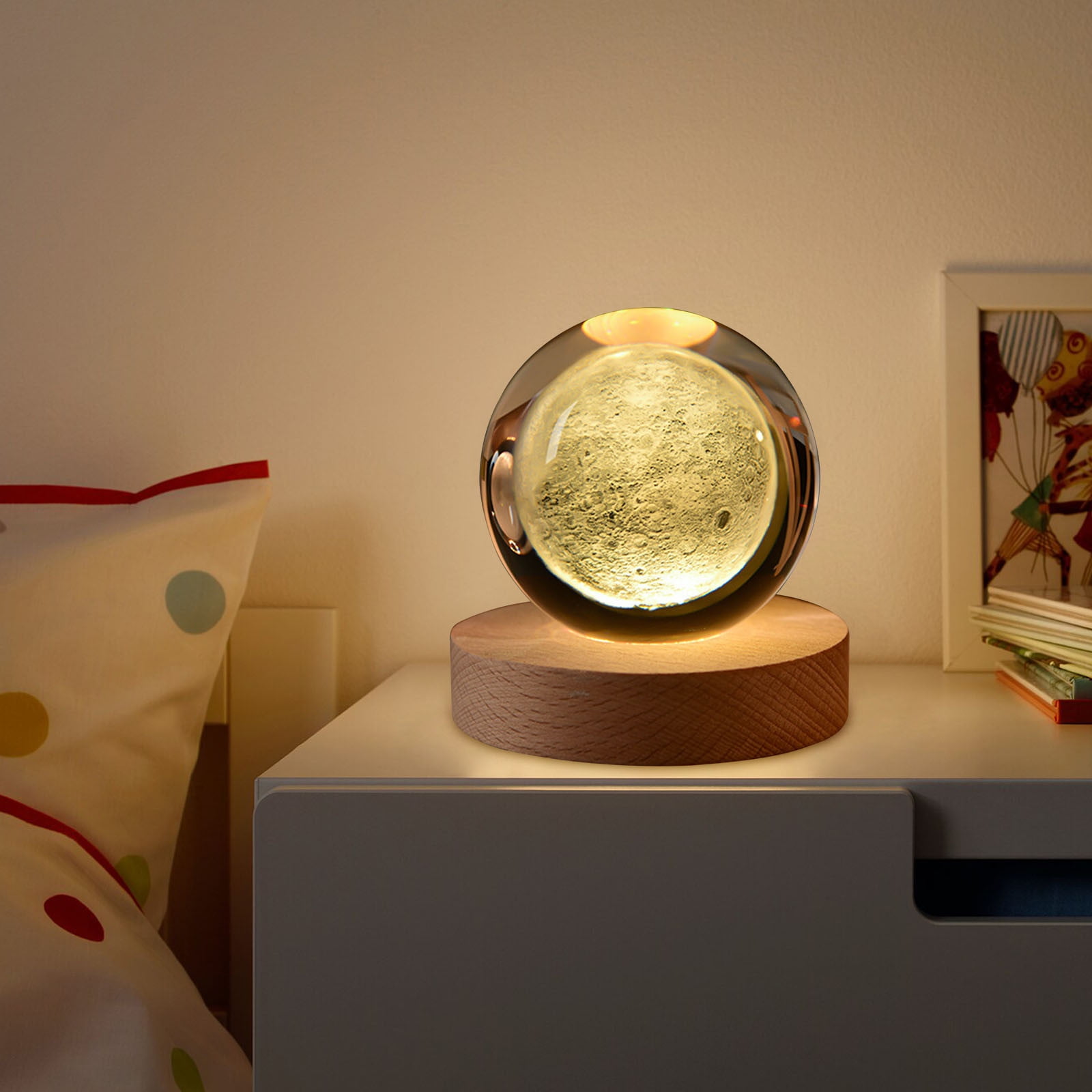 PATLOLLAV Moon Crystal Ball,2.4inch Decorative Quartz Glass Ball ...