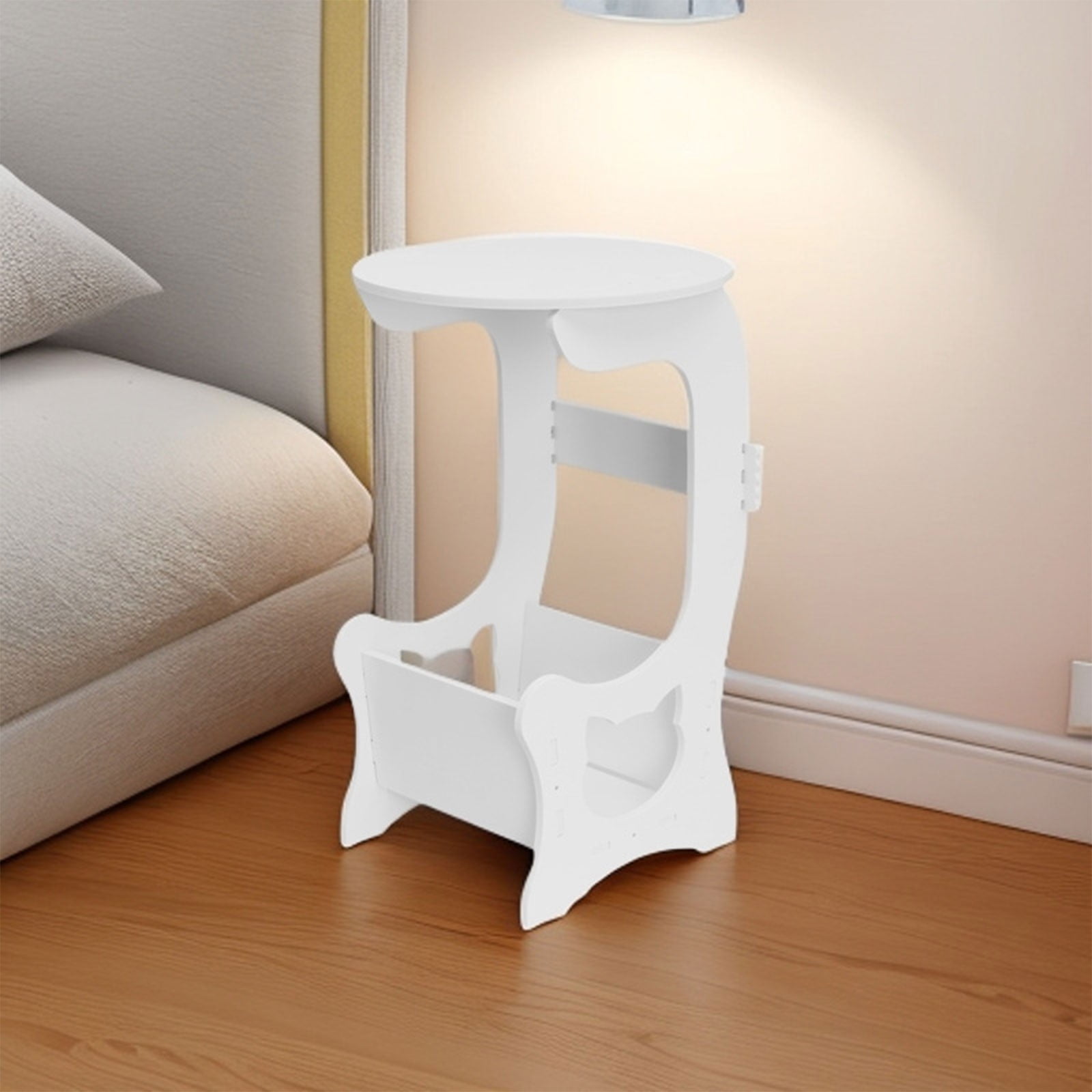 PATLOLLAV PVC Bedside Table, Cute 2 Tier Side Table with Display Shelf ...
