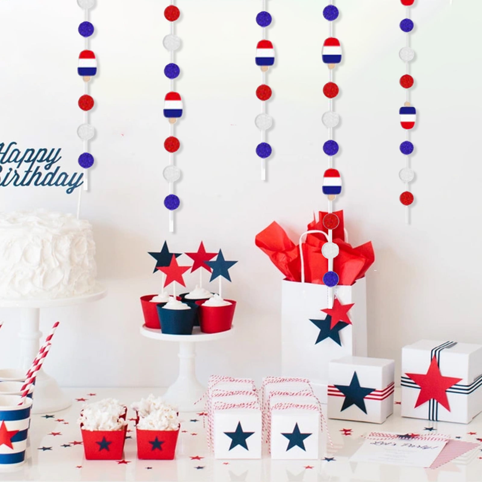 PATLOLLAV Patriotic Paper Hanging Garland Red White and Blue Hanging ...