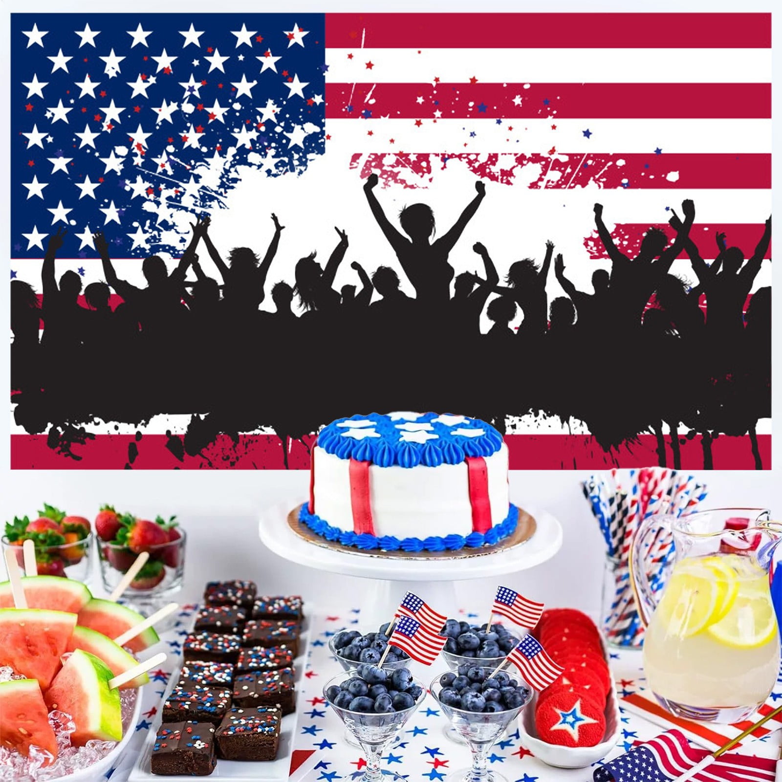 PATLOLLAV Patriotic USA Flag and Crowds Photo Backdrop Banner Fade ...