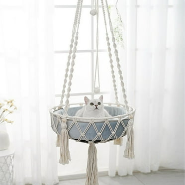 Cutypet Cat Basket, Hand-Woven Cotton Rope Cats Bed with Toy Tail ...