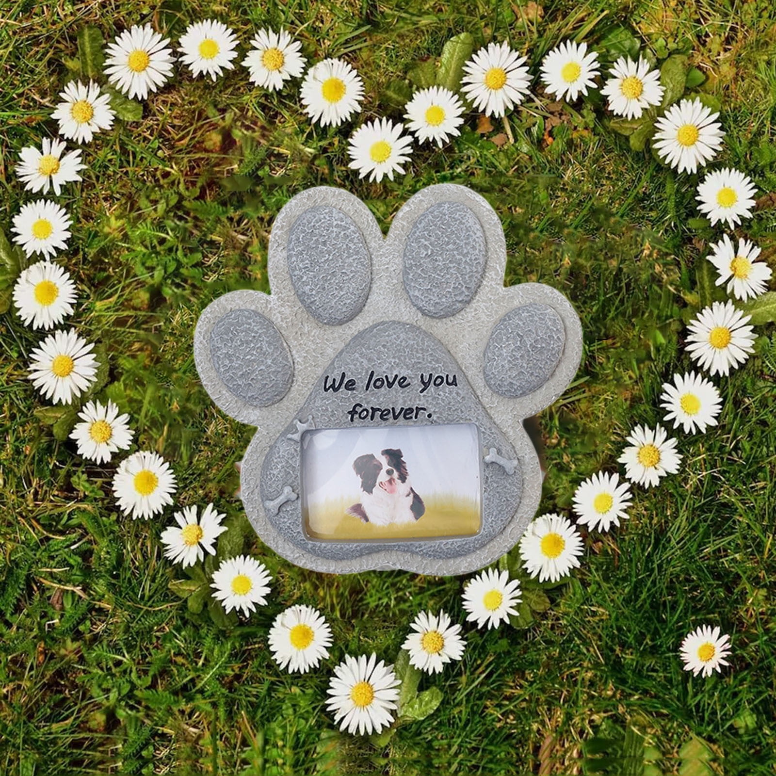 PATLOLLAV Pet Memorial Stone - Features a Paw Print Photo Frame and ...