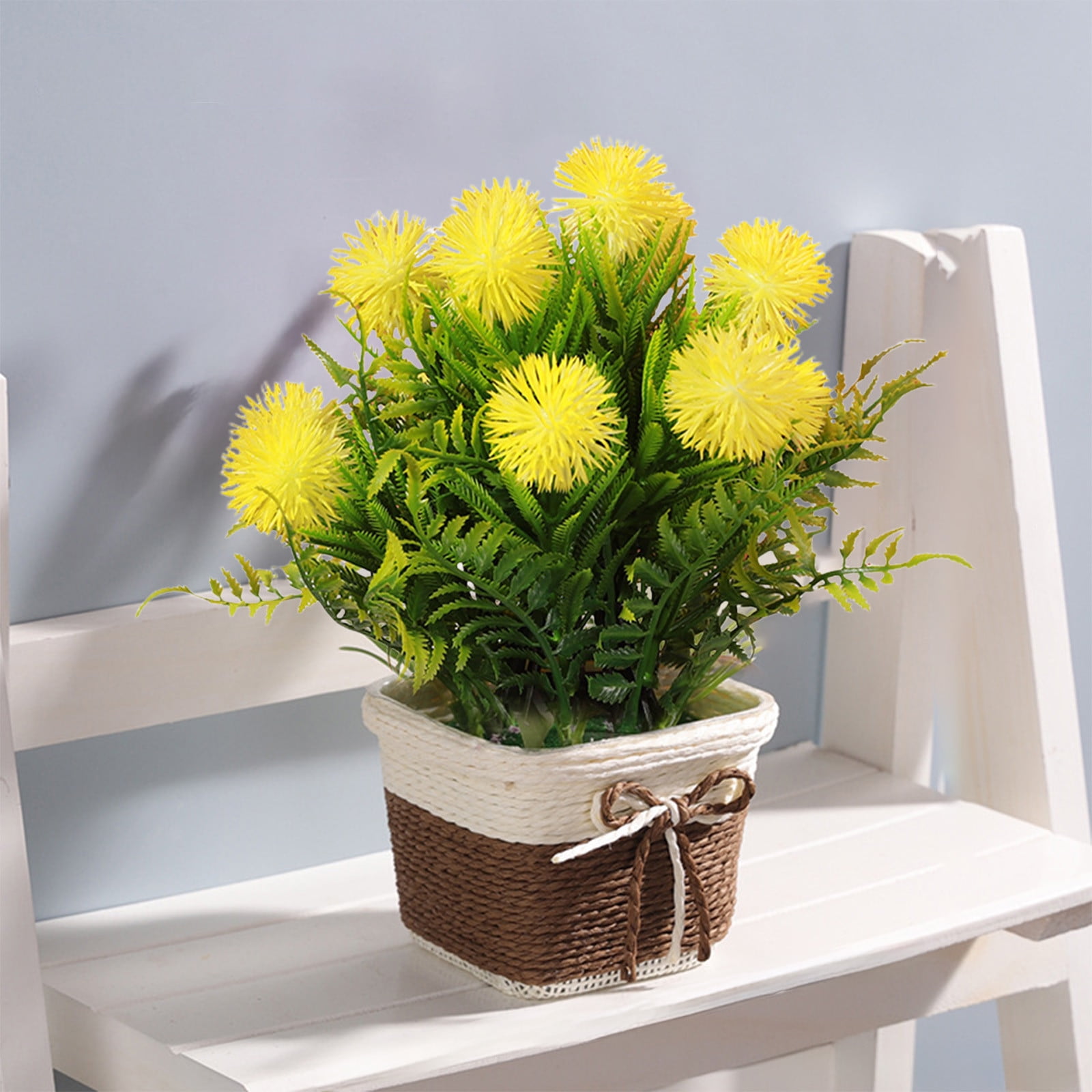 PATLOLLAV Potted Artificial Flowers,Fake Asplenium Flowers with Vase ...