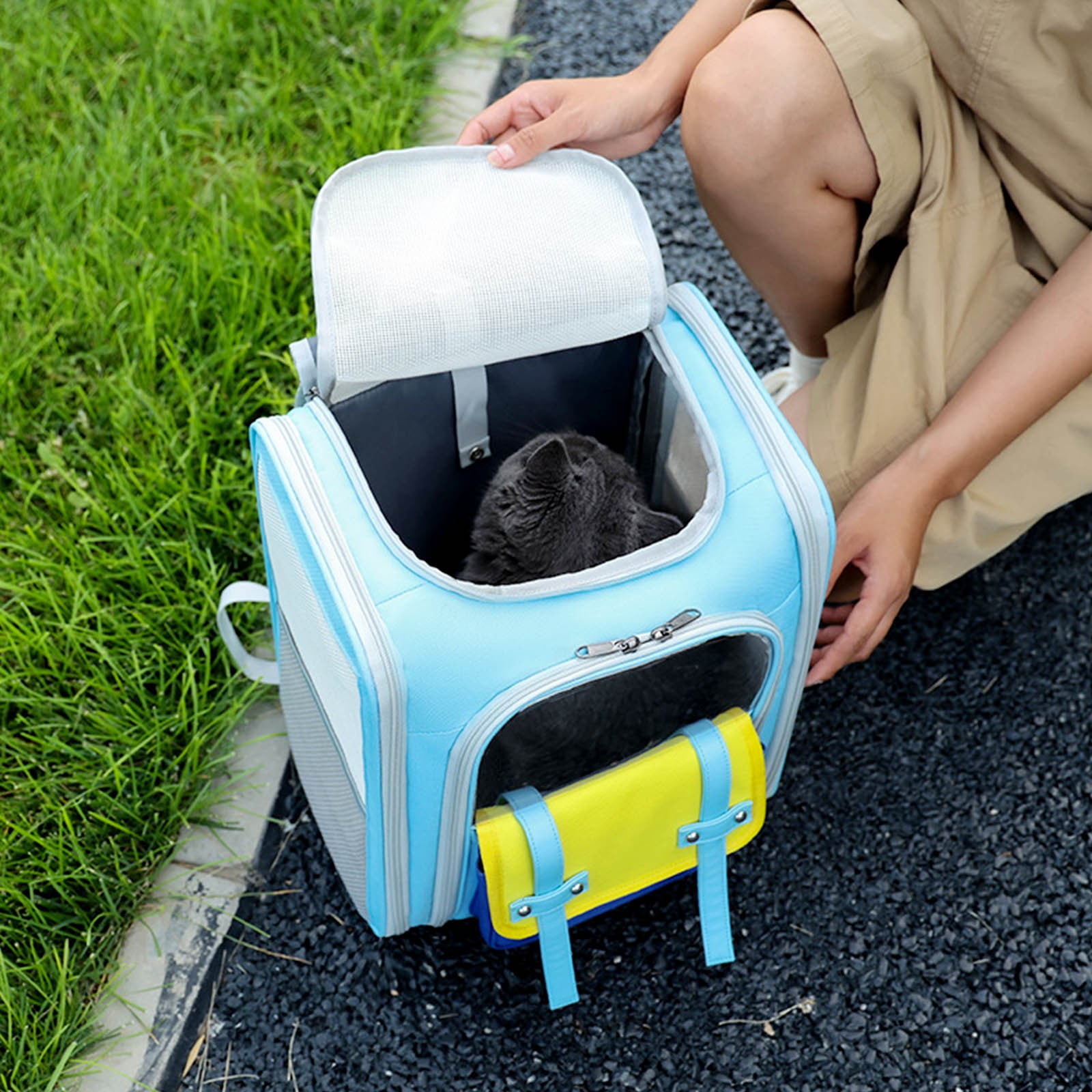 PATLOLLAV Shoulders Cat Backpack Fashion Breathable Square Cat Backpack ...