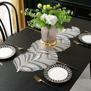 Efavormart Metallic Silver Non-Slip Vinyl Table Runner, 13"X6ft ...