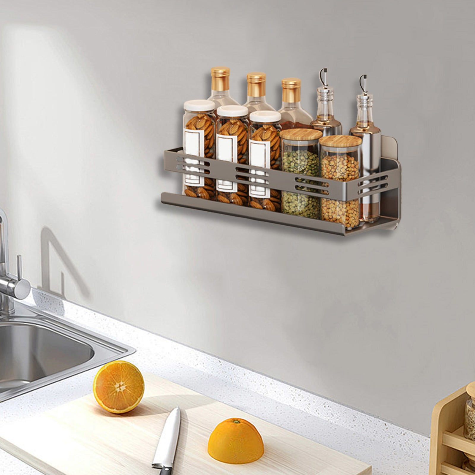 PATLOLLAV Sink Storage Rack Kitchen Condiment Storage Rack No Punch ...