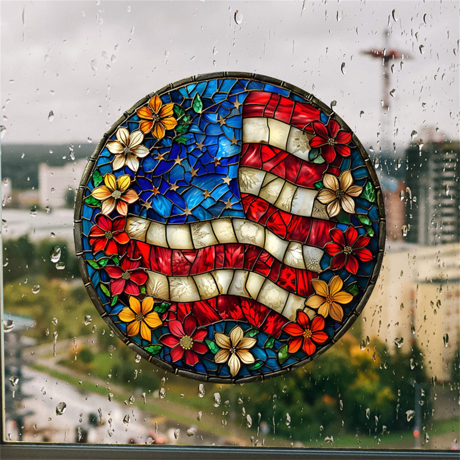 PATLOLLAV Stained Glass Effect 4th of July Window Clings Patriotic ...