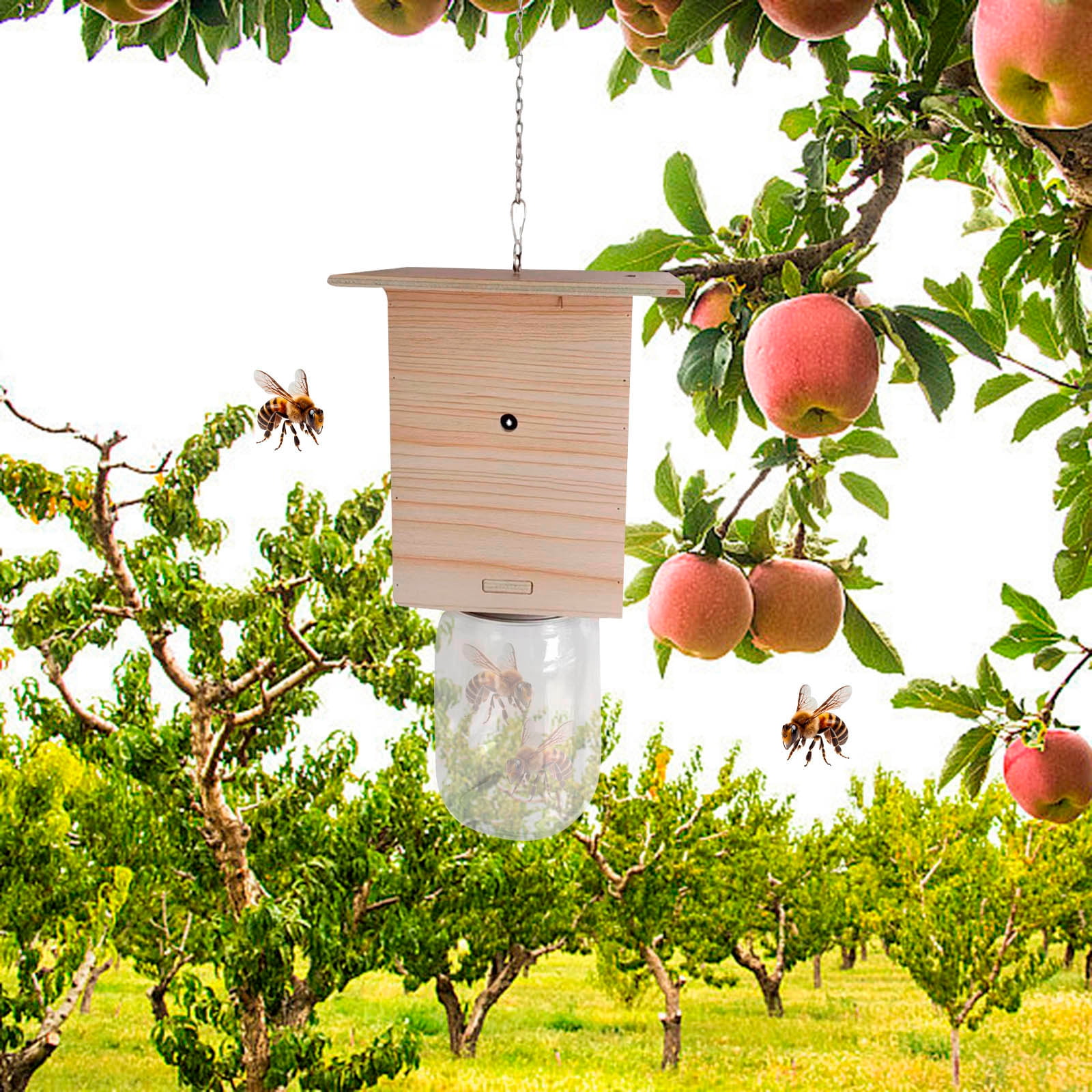 PATLOLLAV Summer Wood Carpenter Bee Box for Outside Woodworking Outdoor Bee Box Durability Safe ...