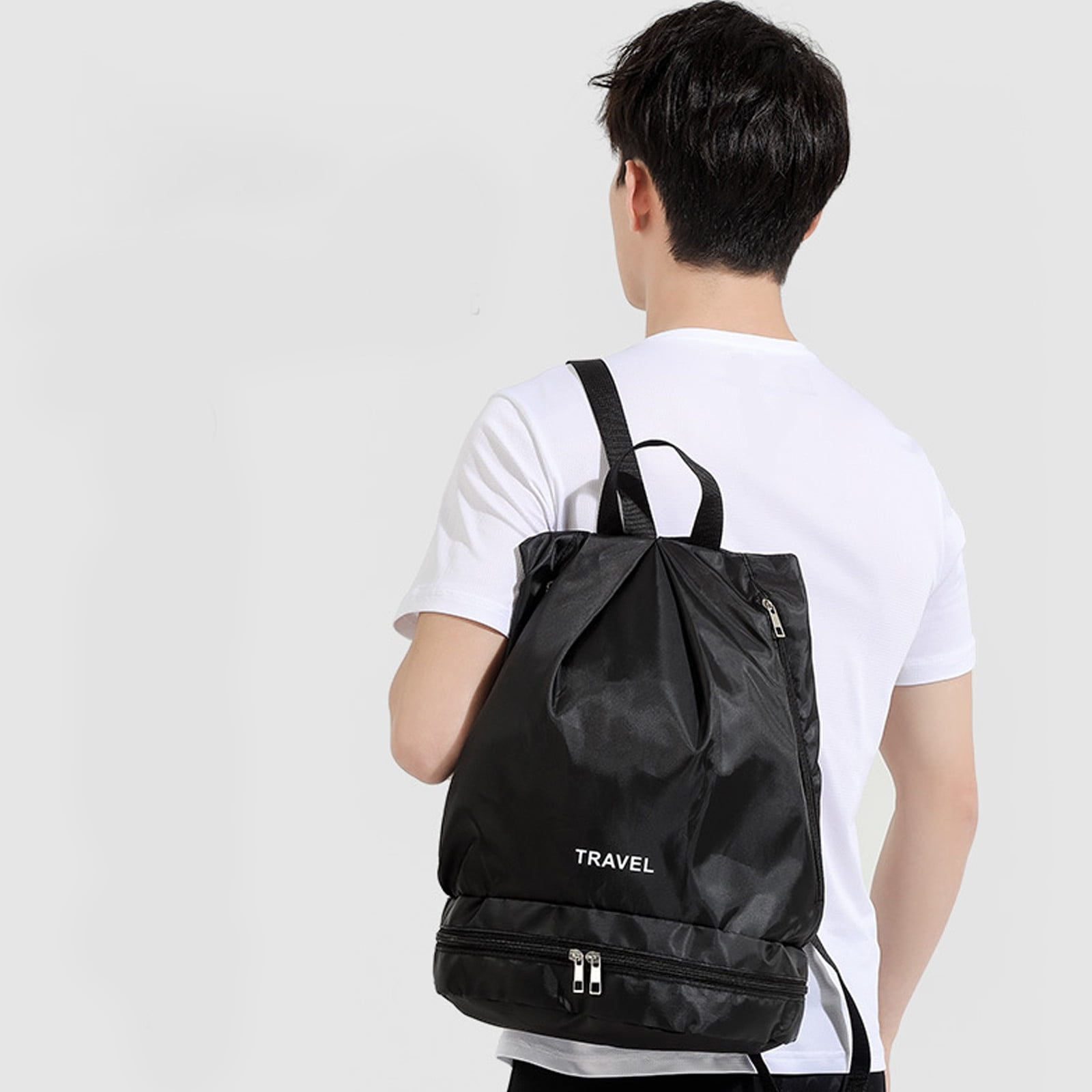 PATLOLLAV Swim Bag, Black 12 Inches Long Beach Backpack with Wet & Dry ...