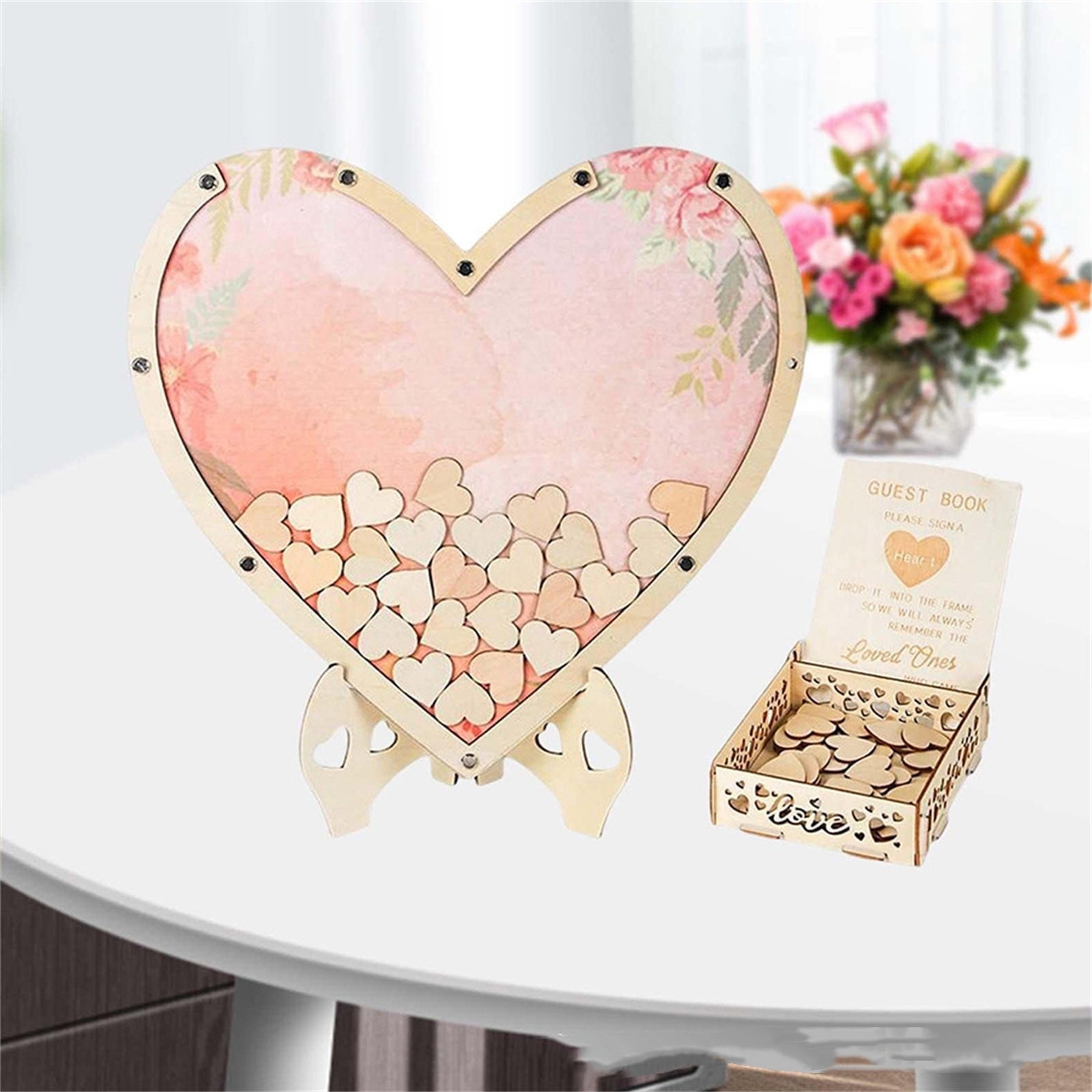 PATLOLLAV Valentine's Day Sign in Counter,Wooden Rustic Wedding Guest ...