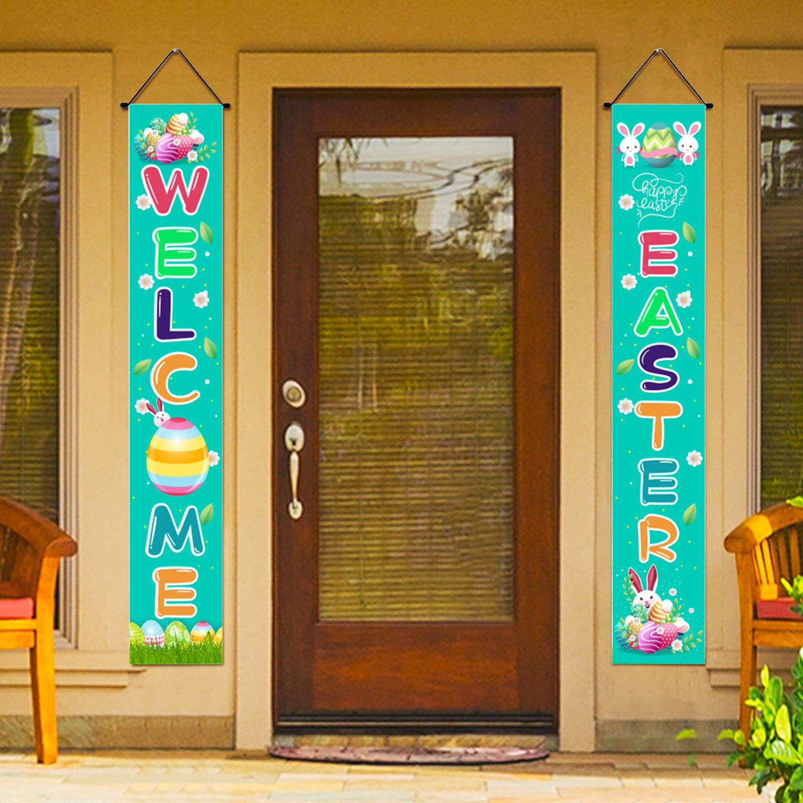 PATLOLLAV Welcome Happy Easter Banner - 72x12 Inch Large, Happy Easter ...