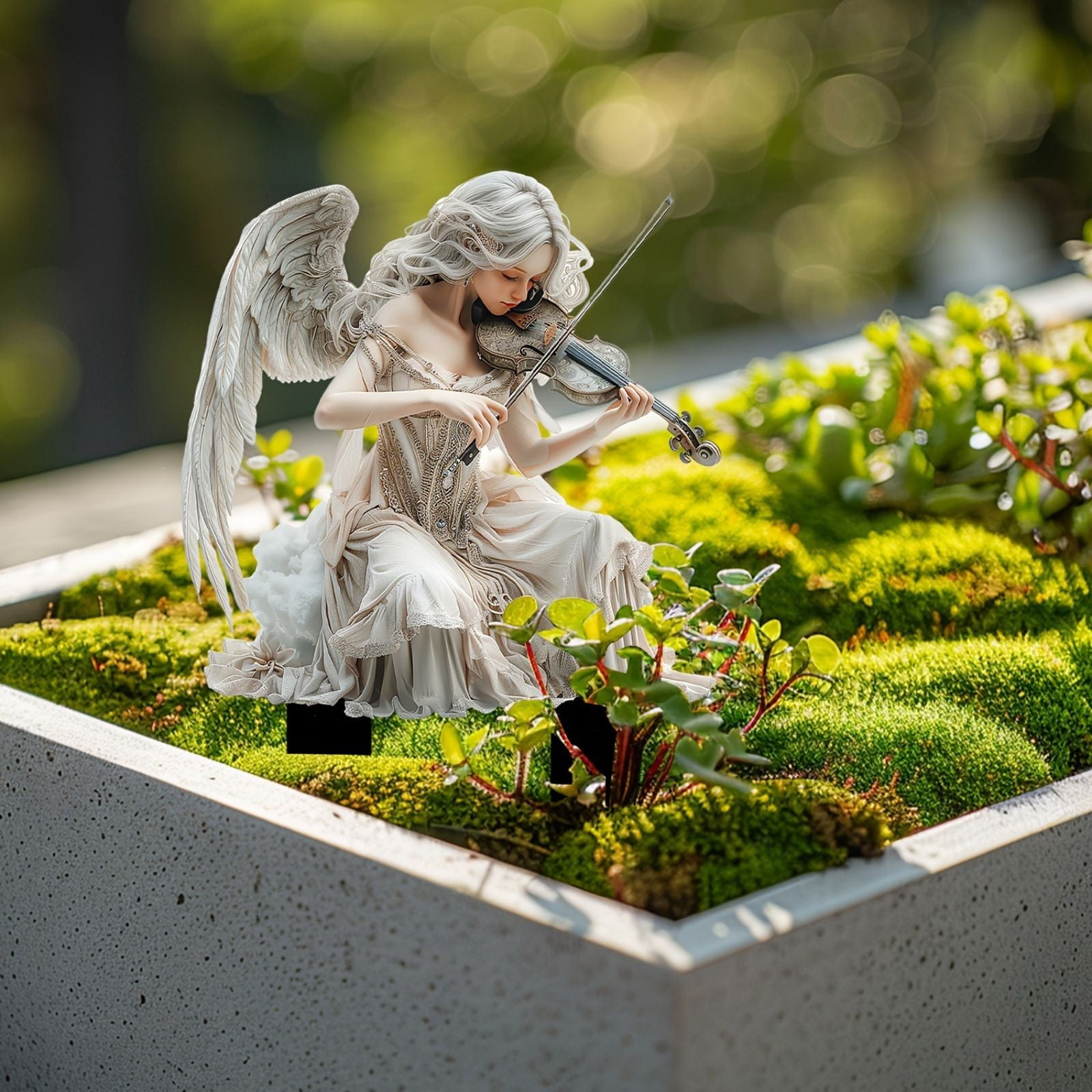 PATLOLLAV White Angel Play the Violin Flower Pot Decoration Ground ...