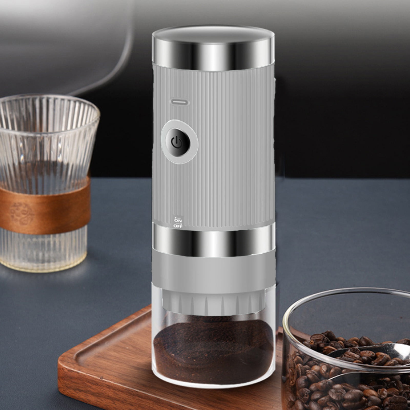 PATLOLLAV White Winter Electric Burr Coffee Grinder,Portable Cordless ...