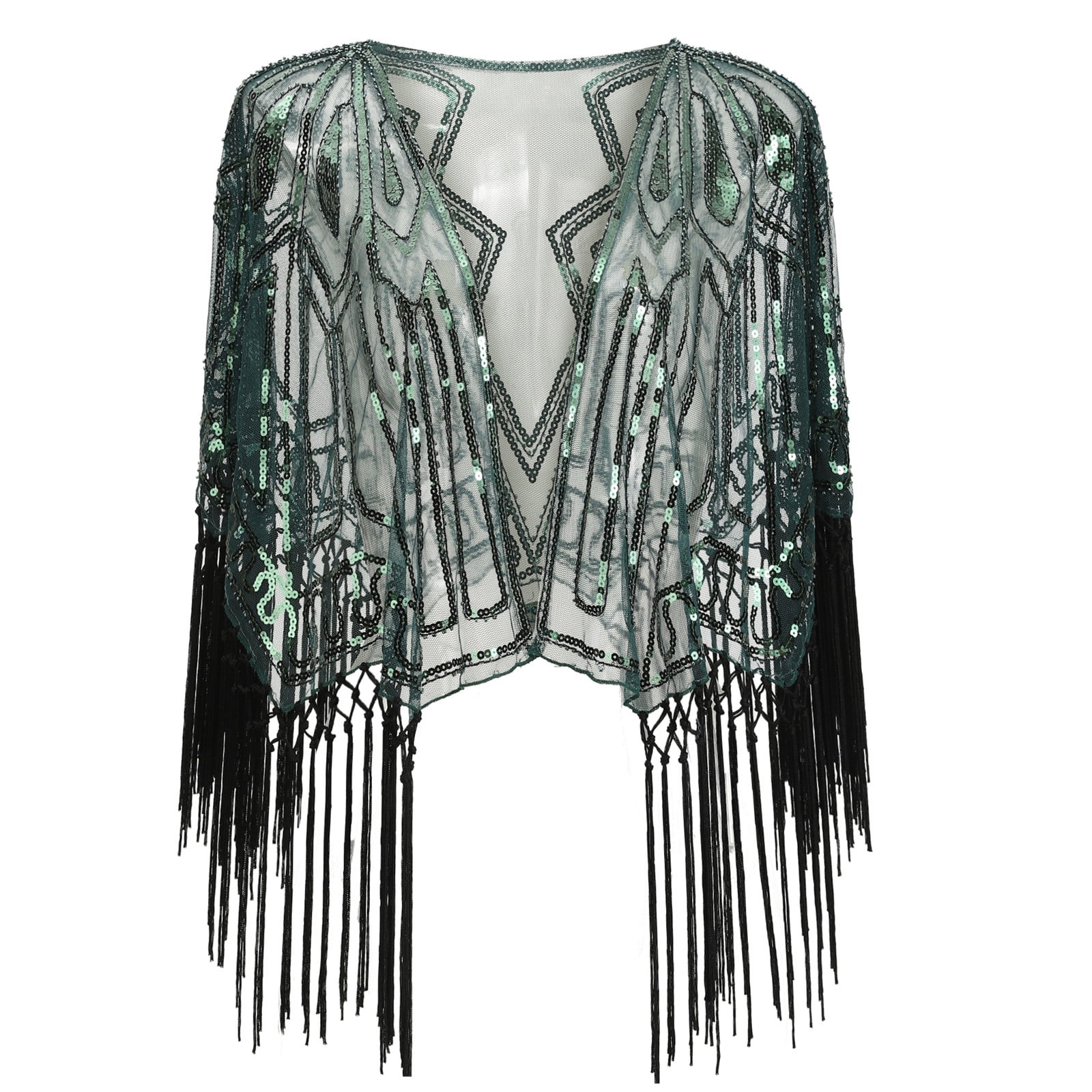 PATLOLLAV Womens 1920S Shawl Beaded Sequin Deco Evening Cape Bolero ...
