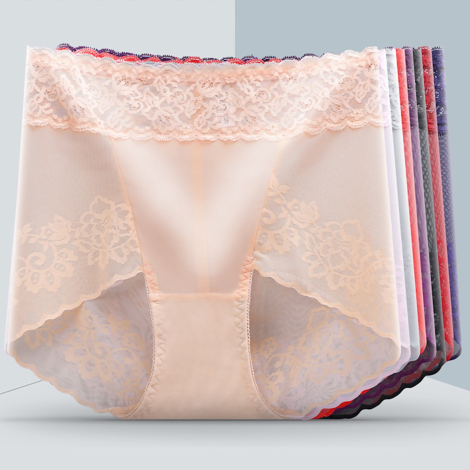 PATLOLLAV Womens High Waisted Lace Waistless Mesh Underwear Sexy Briefs ...