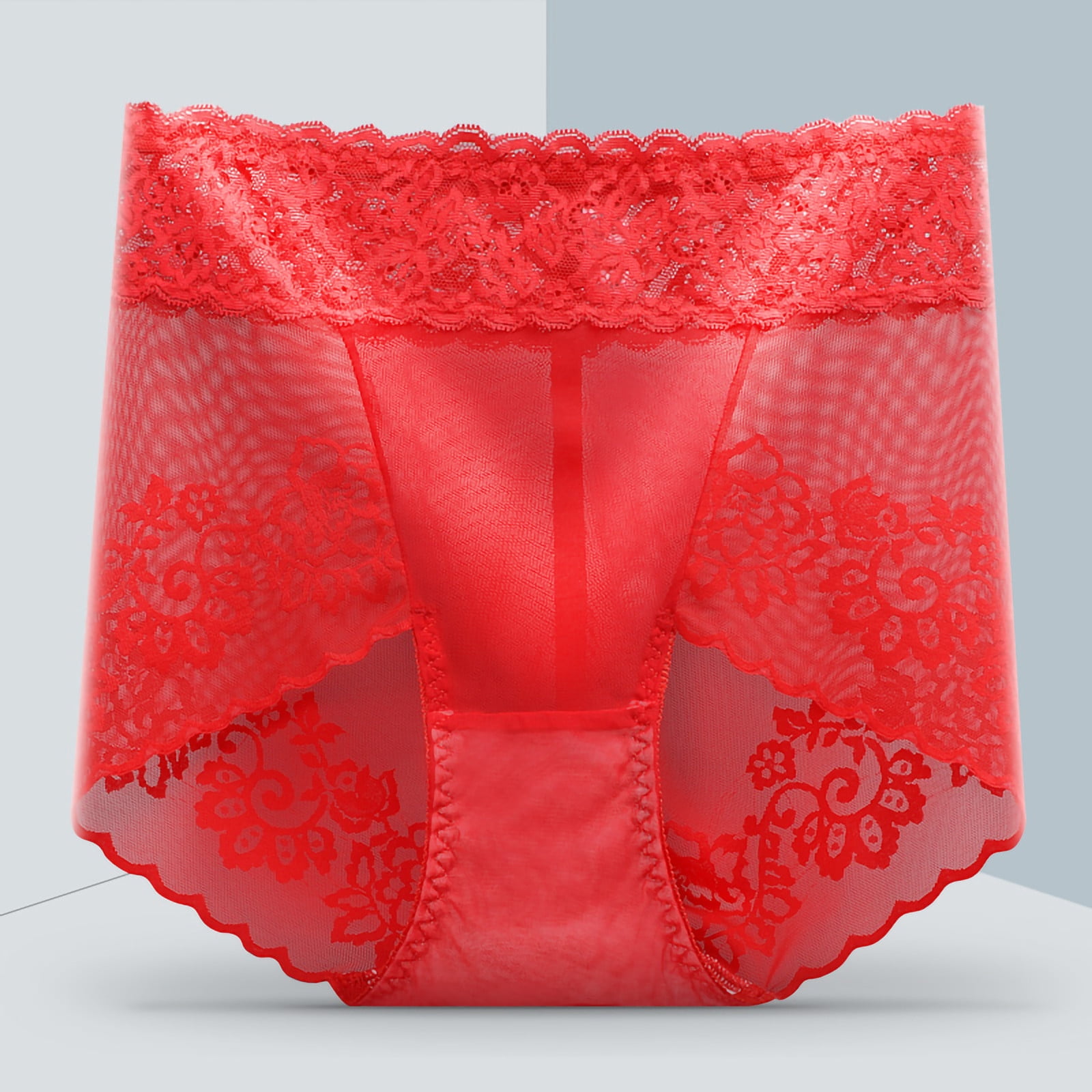 PATLOLLAV Womens High Waisted Lace Waistless Mesh Underwear Sexy Briefs ...
