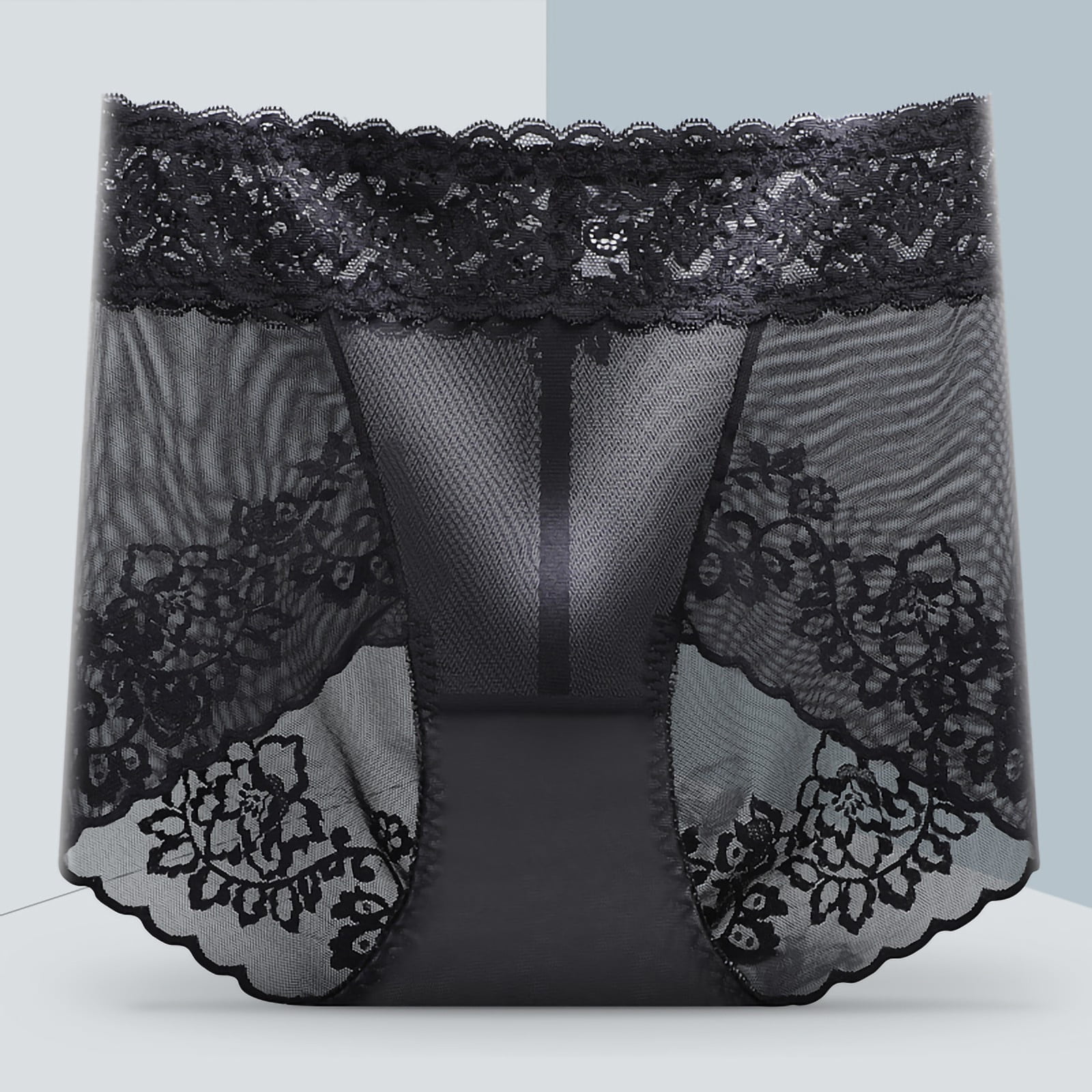 PATLOLLAV Womens High Waisted Lace Waistless Mesh Underwear Sexy Briefs ...