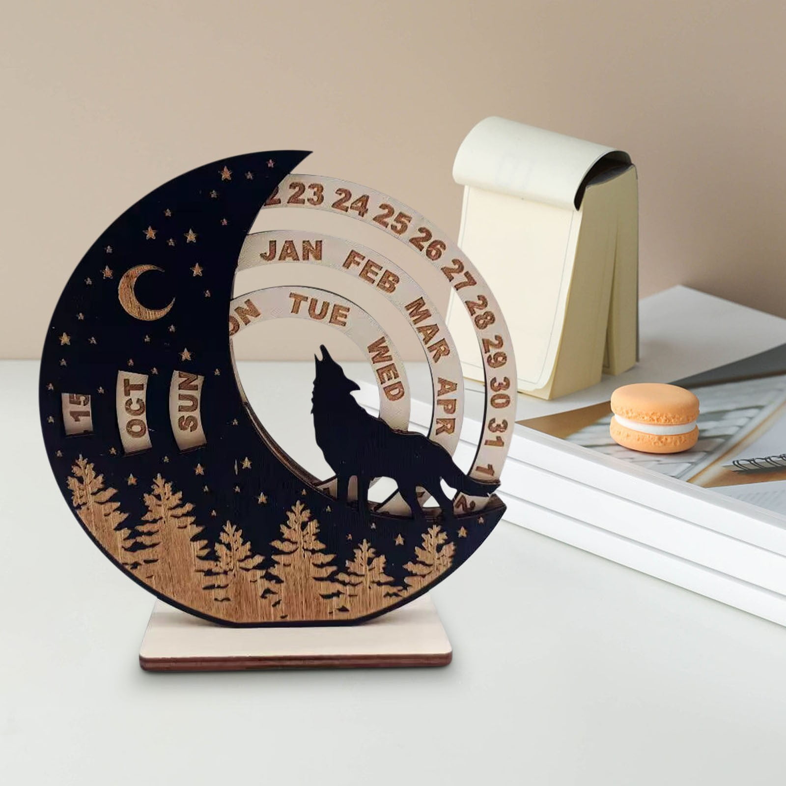 PATLOLLAV Wooden Circular Perpetual Calendar,Calendar Creative ...