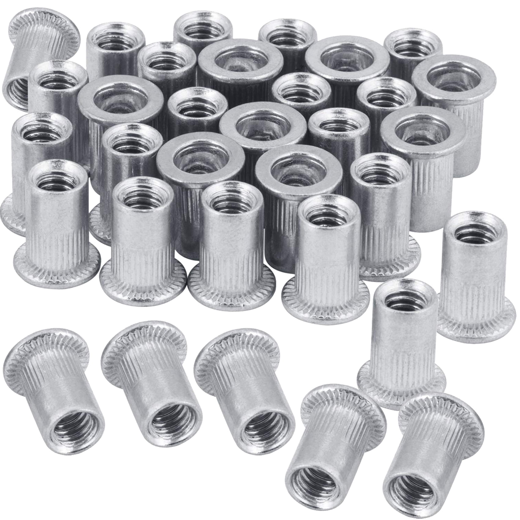 PATOPS 100 Pcs 1/4-20 Aluminum Flange Rivet Nuts, UNC Flat Head ...